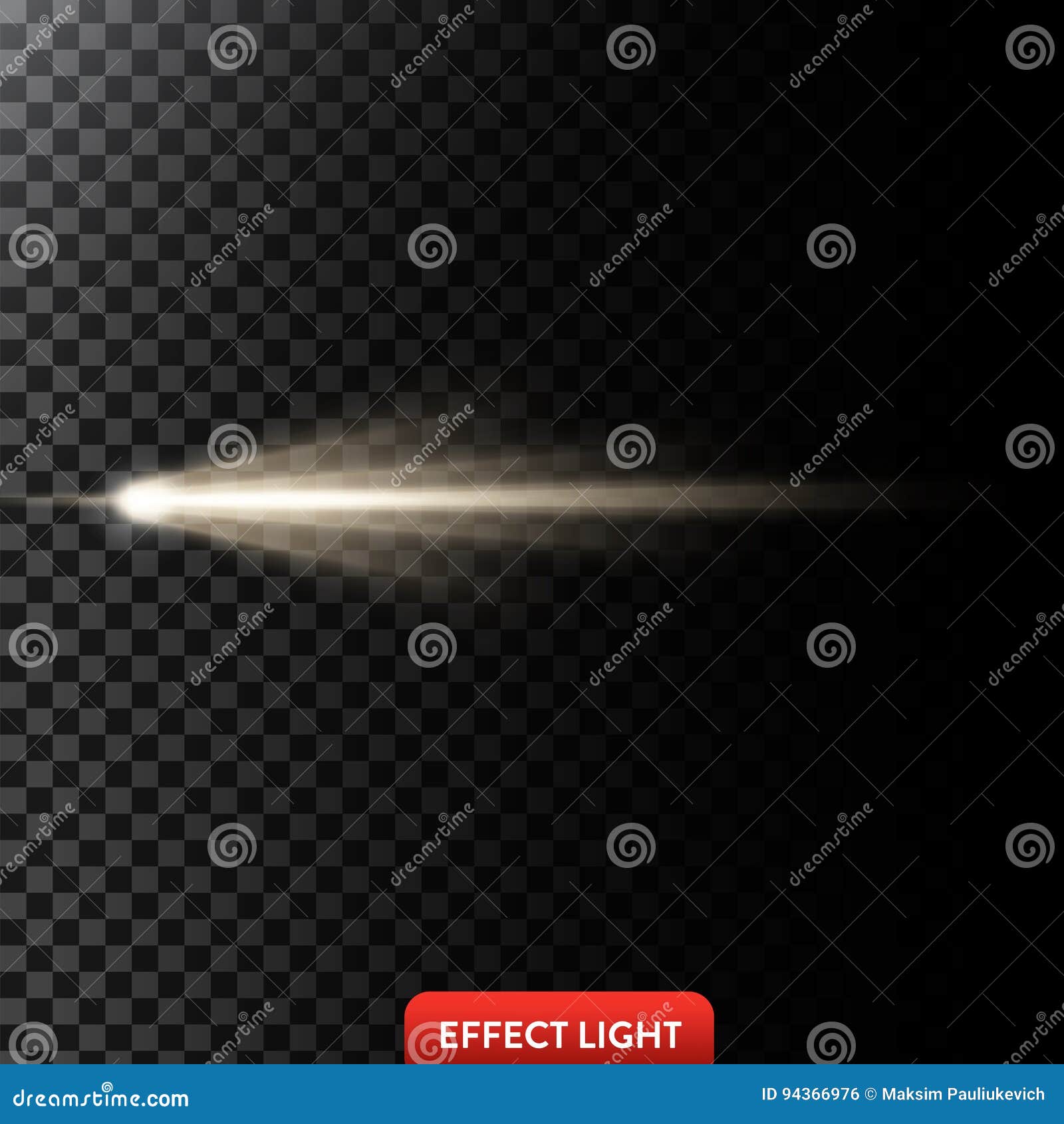 Vector Illustration of a Golden Light Ray, a Light Beam, a Glow Effect ...