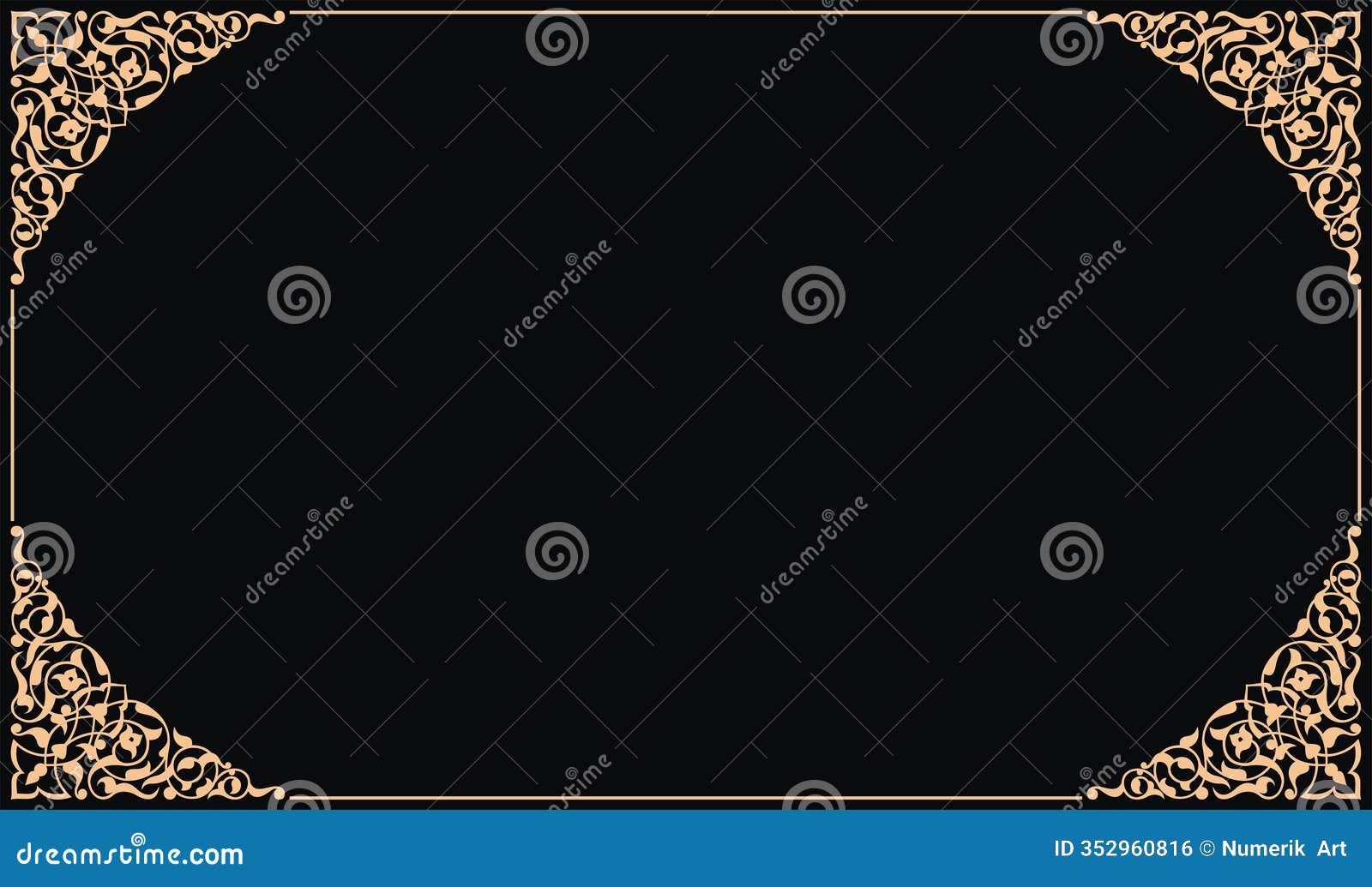 Rectangular Islamic Frame Border, Arabic Ornament, Black Color ...