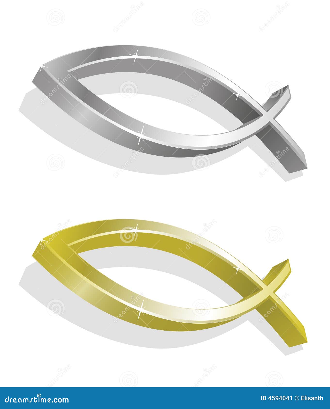 Vector Illustration of Golden and Silver Icthus Stock Vector ...