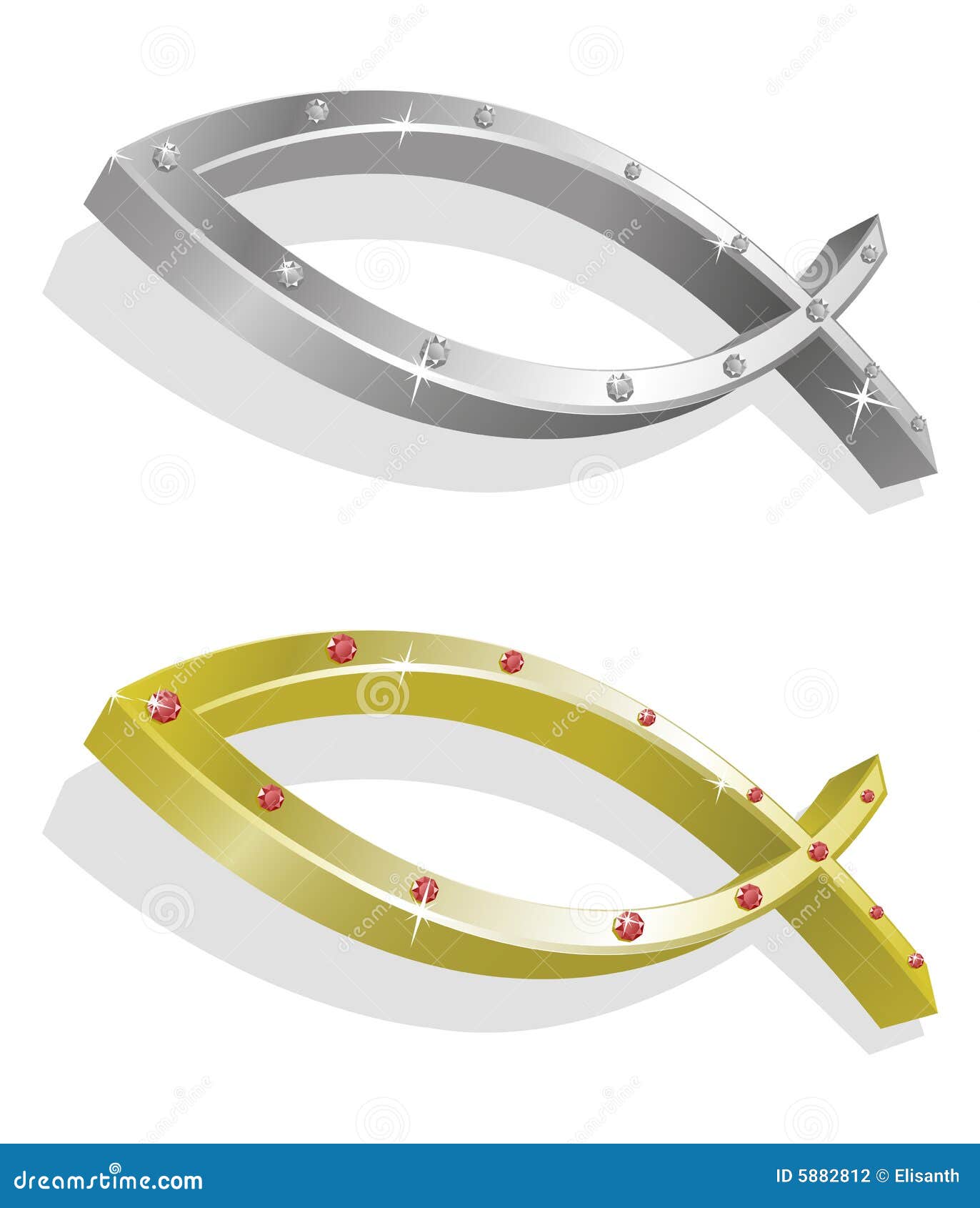 Vector Illustration of Golden and Silver Icthus Stock Vector ...