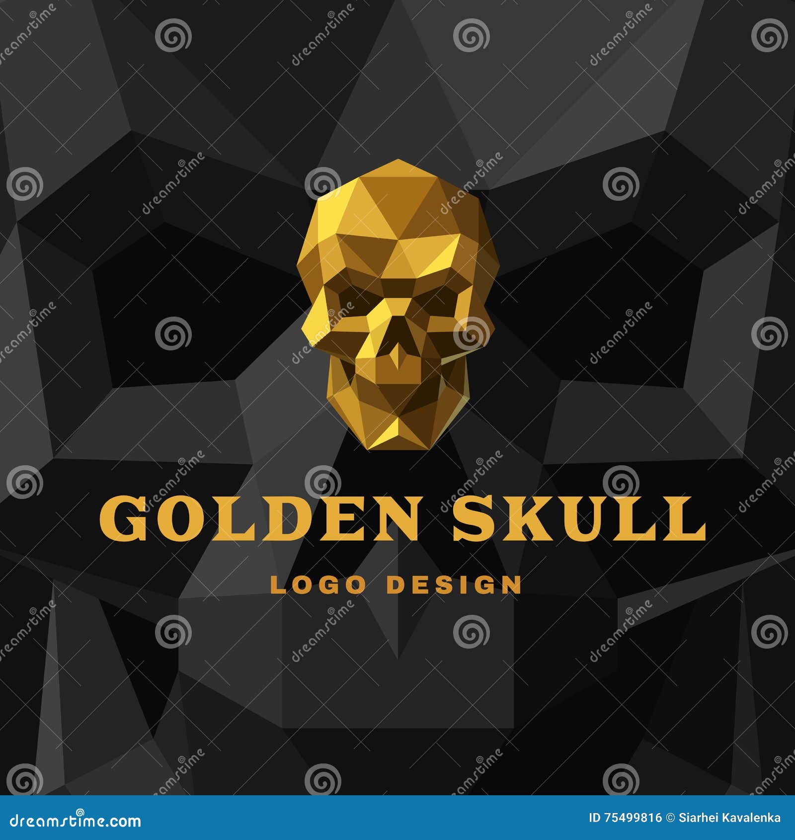 Vector Illustration Golden Skull Polygon Style. Stock Vector ...