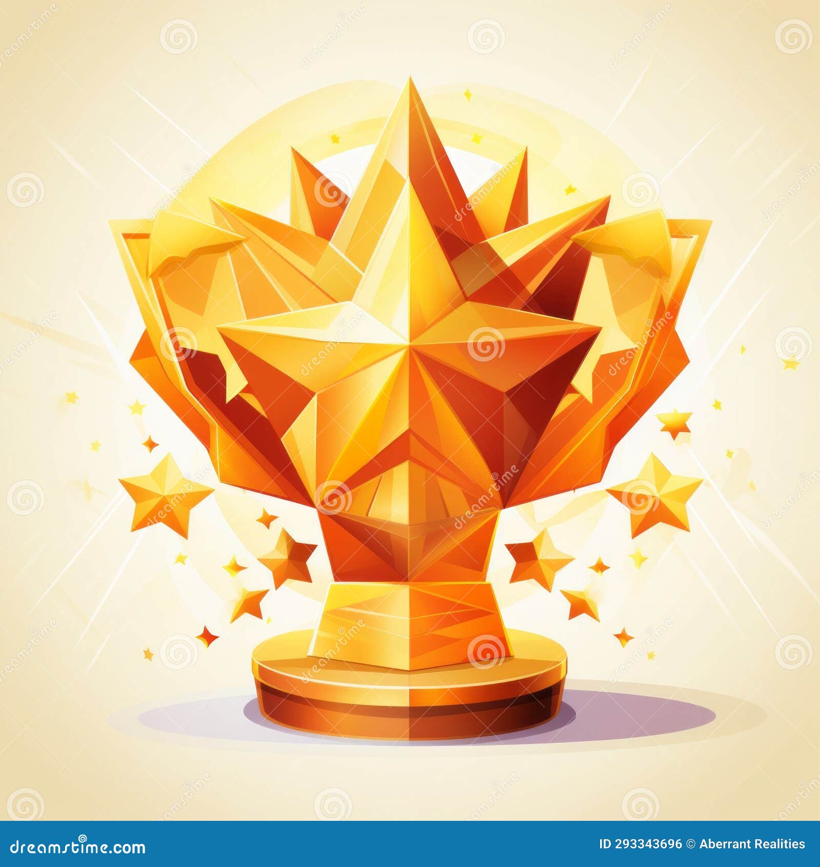 Vector Illustration of a Golden Trophy with Stars Stock Illustration ...