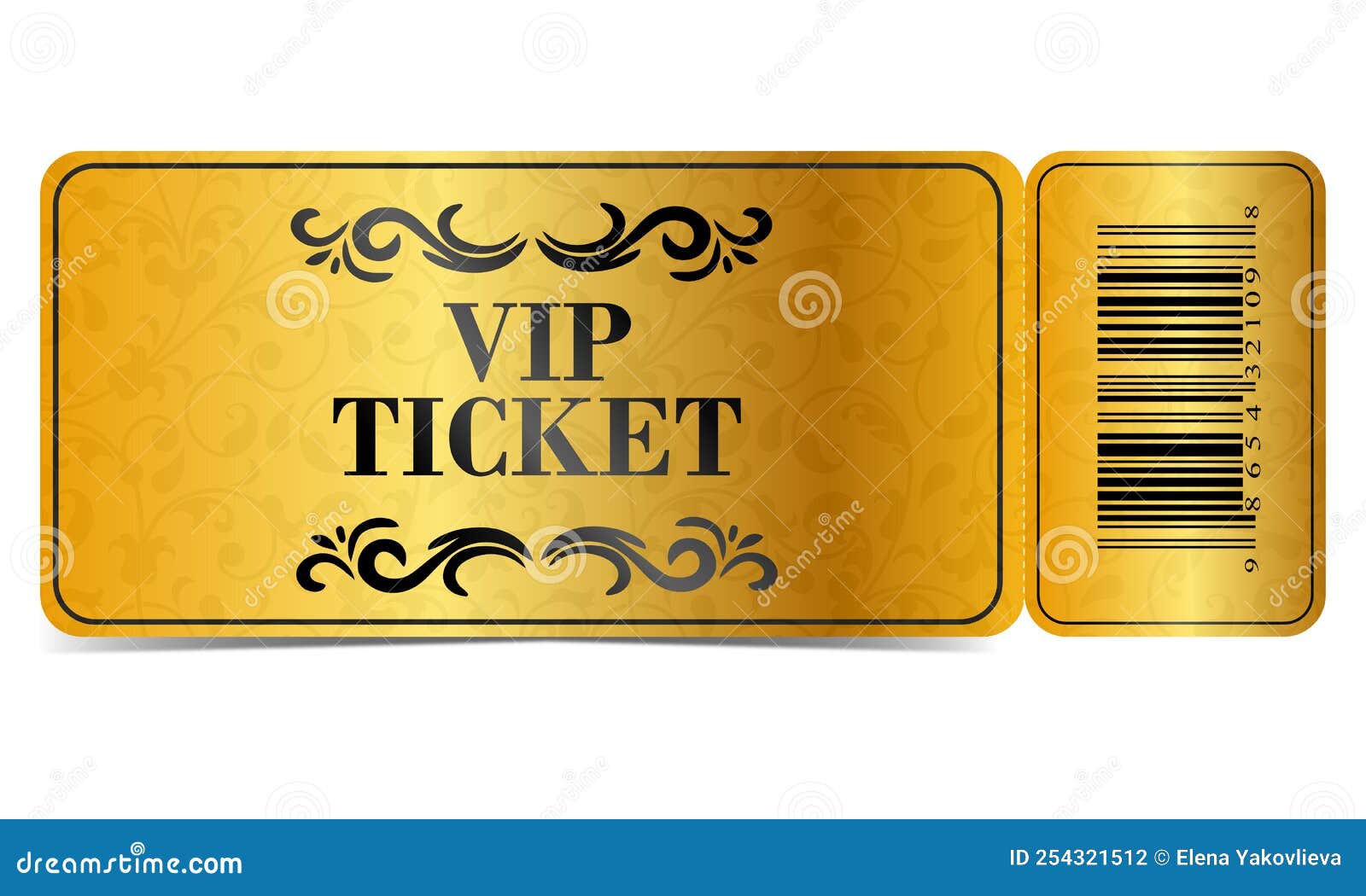 Golden Vip Ticket. Vector Illustration Stock Vector - Illustration of ...