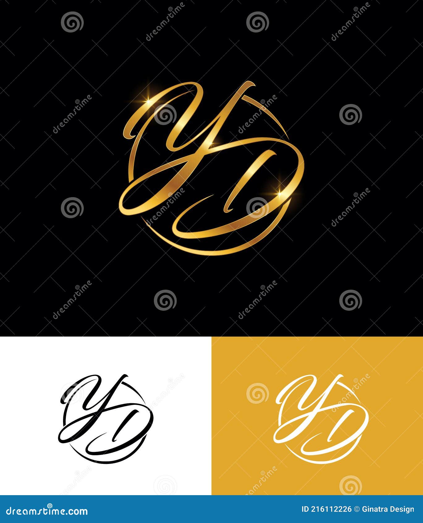 Golden YDG MOnogram INitial Logo Stock Vector - Illustration of ...
