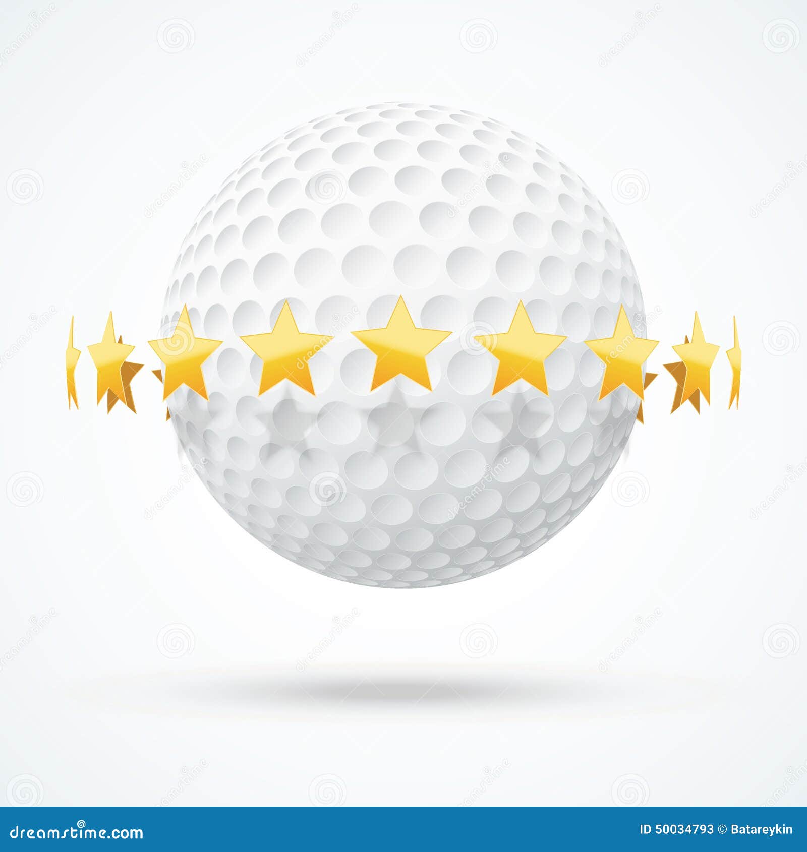 Vector Illustration of Golf Ball with Golden Stars Stock Vector ...