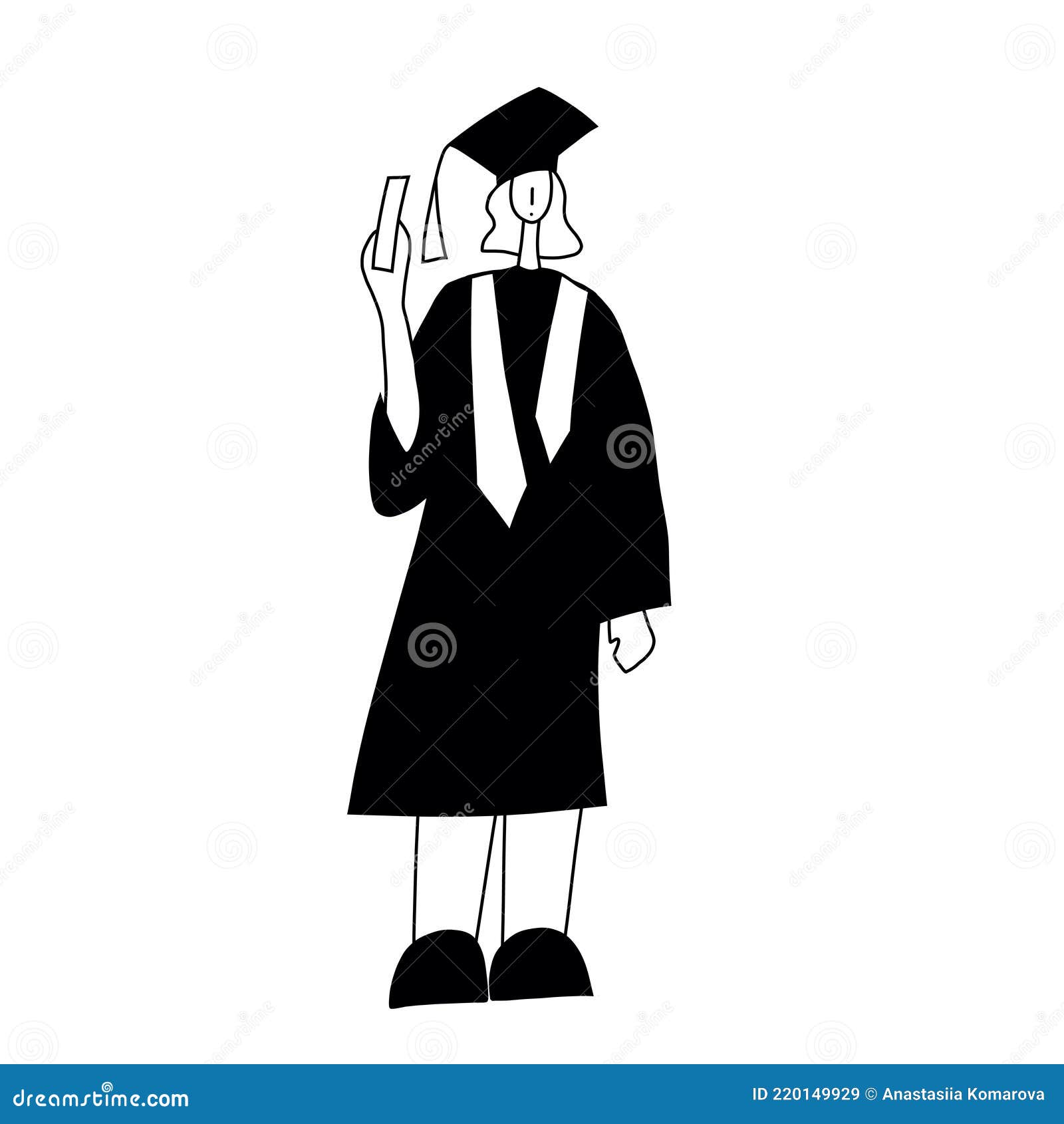 Vector Illustration of Graduate Woman. Cartoon Character Stock Vector ...