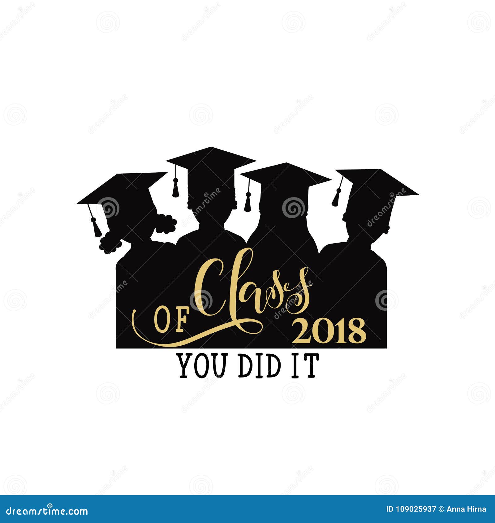 Vector Illustration of a Graduating Class in 2018. Graphics Elements ...
