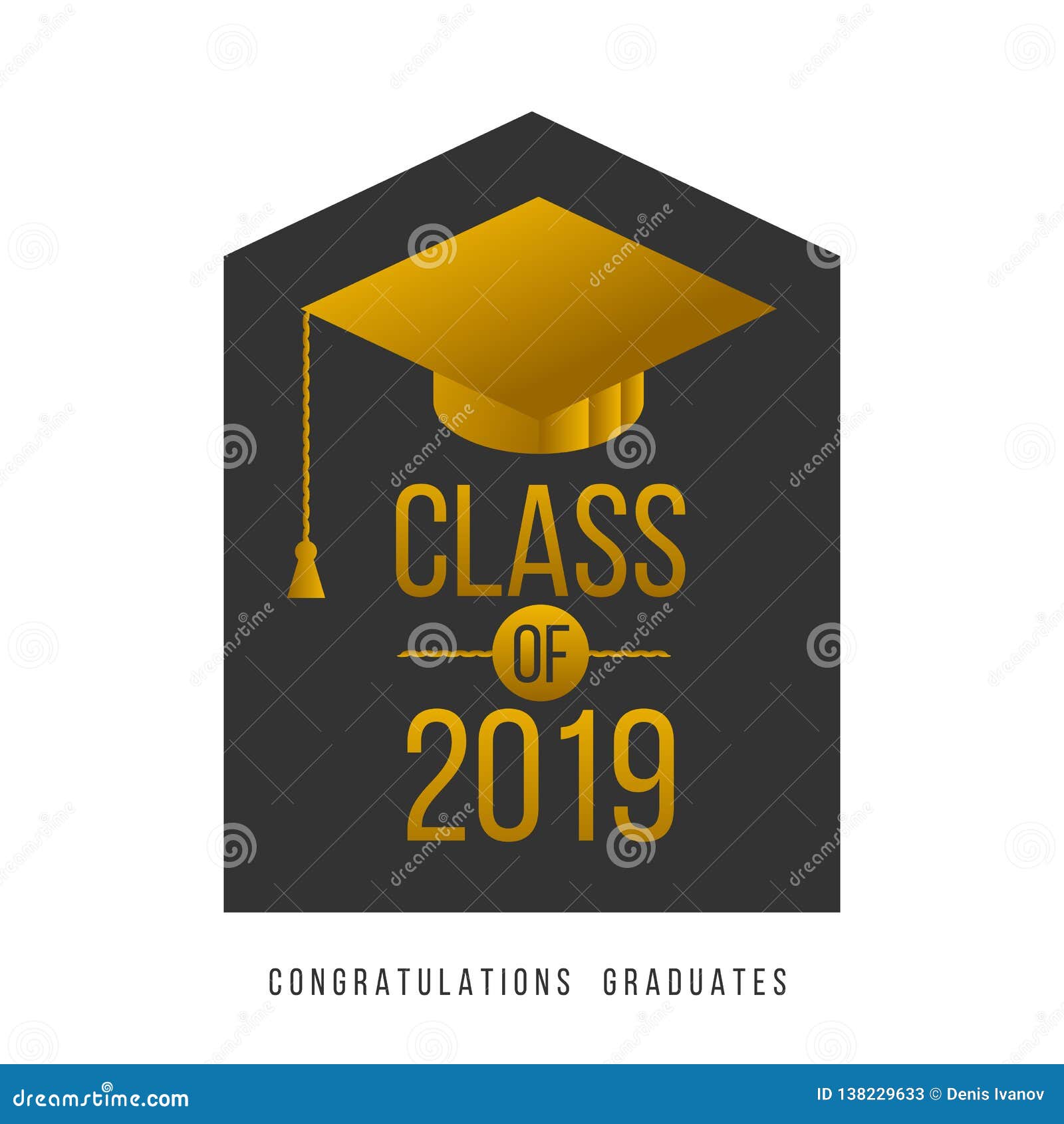 Vector Illustration of a Graduating Class in 2019 Graphics Gold ...