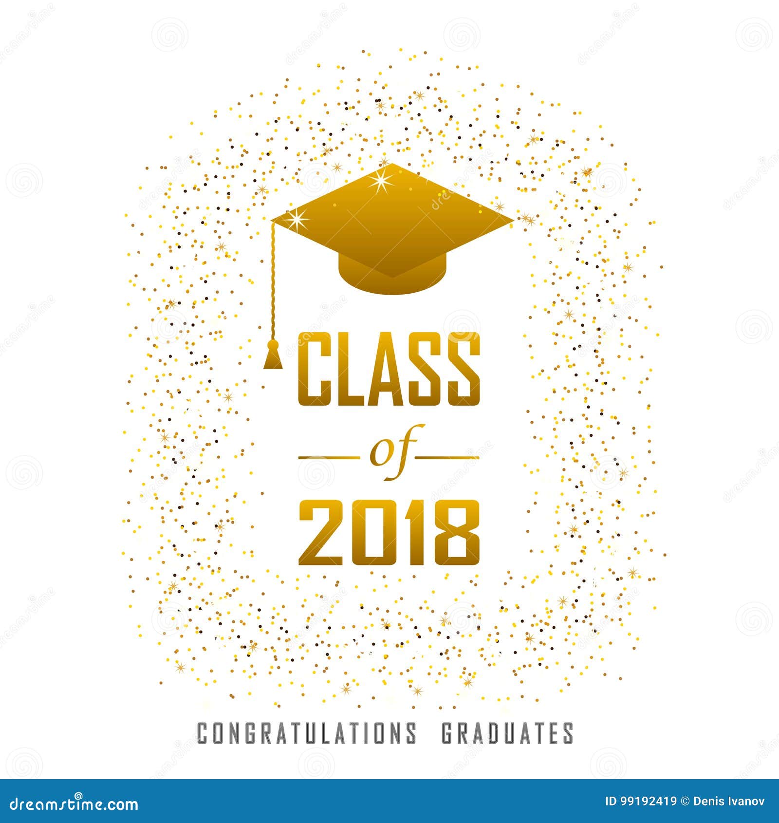 Vector Illustration of a Graduating Class in 2018 Graphics Gold Stock ...