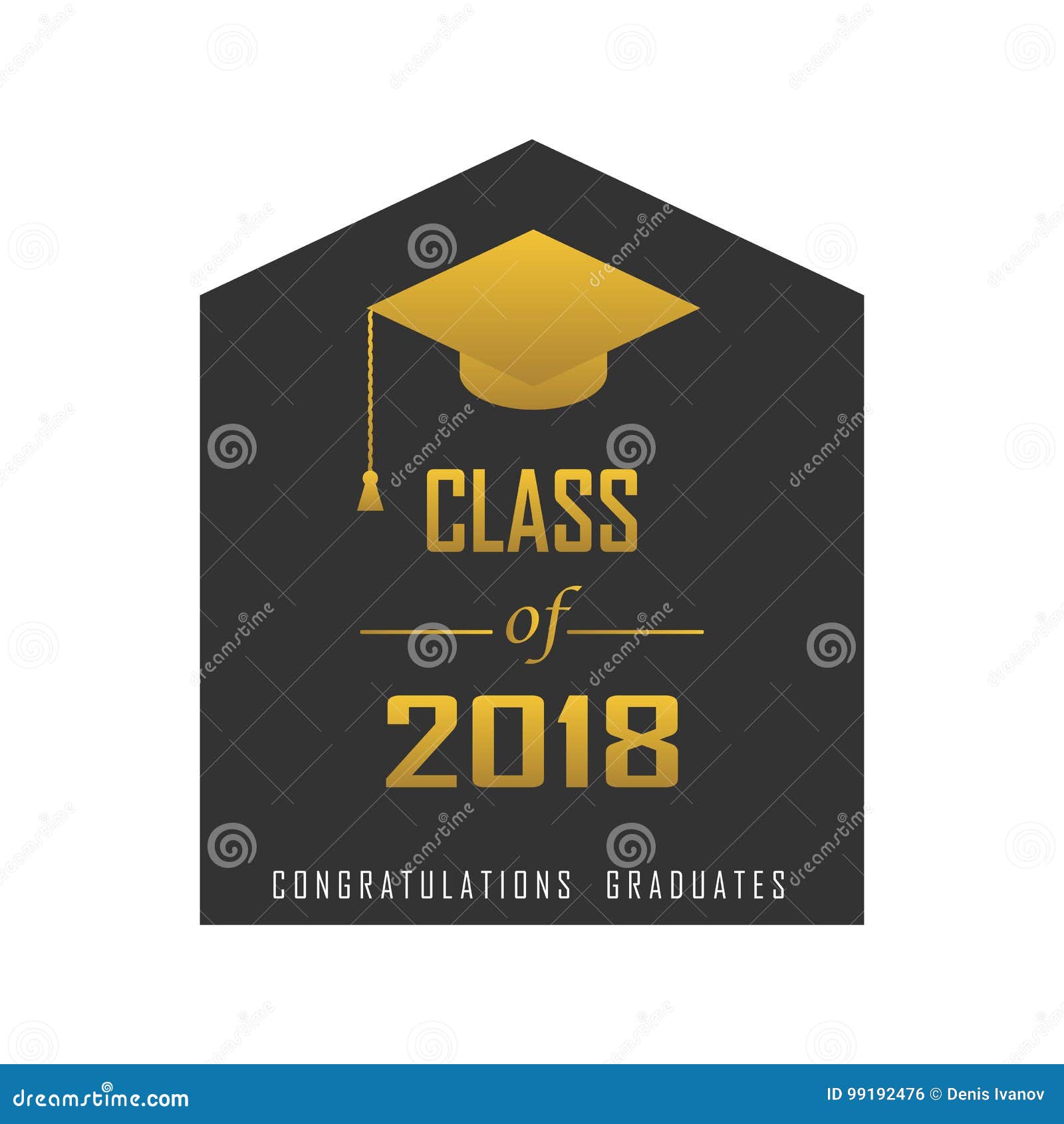 Vector Illustration of a Graduating Class in 2018 Graphics Gold Stock ...