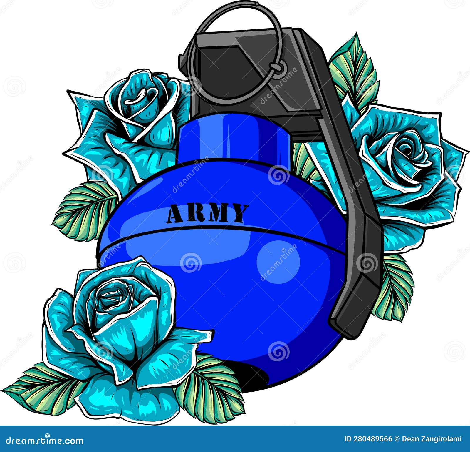 Vector Illustration of Granate with Rose on White Background Stock ...