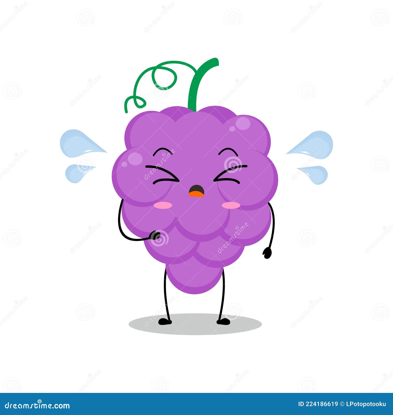 Vector Illustration of Grape Character with Cute Expression, Sad, Cry ...