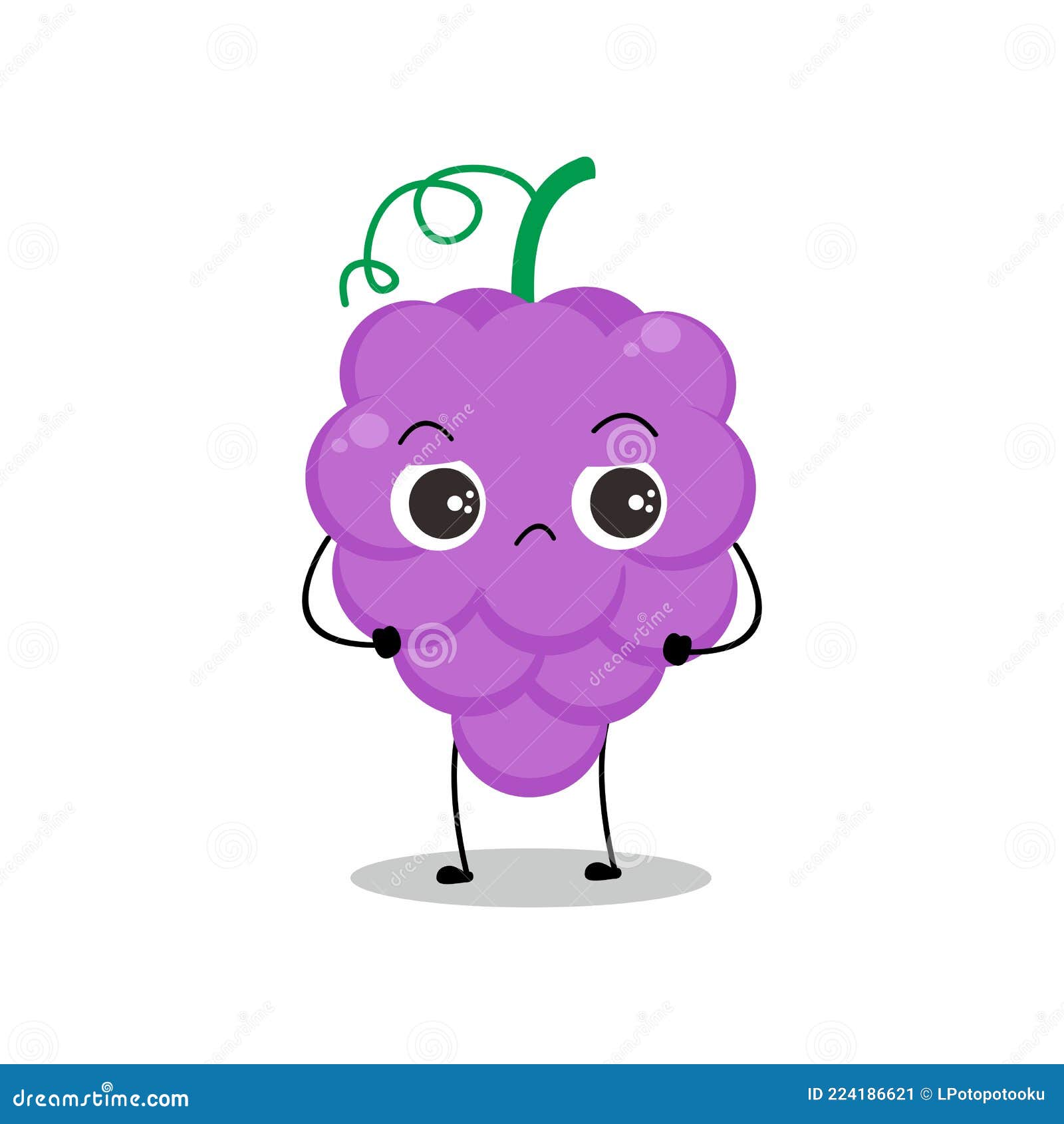 Vector Illustration of Grape Character with Cute Expression, Upset ...