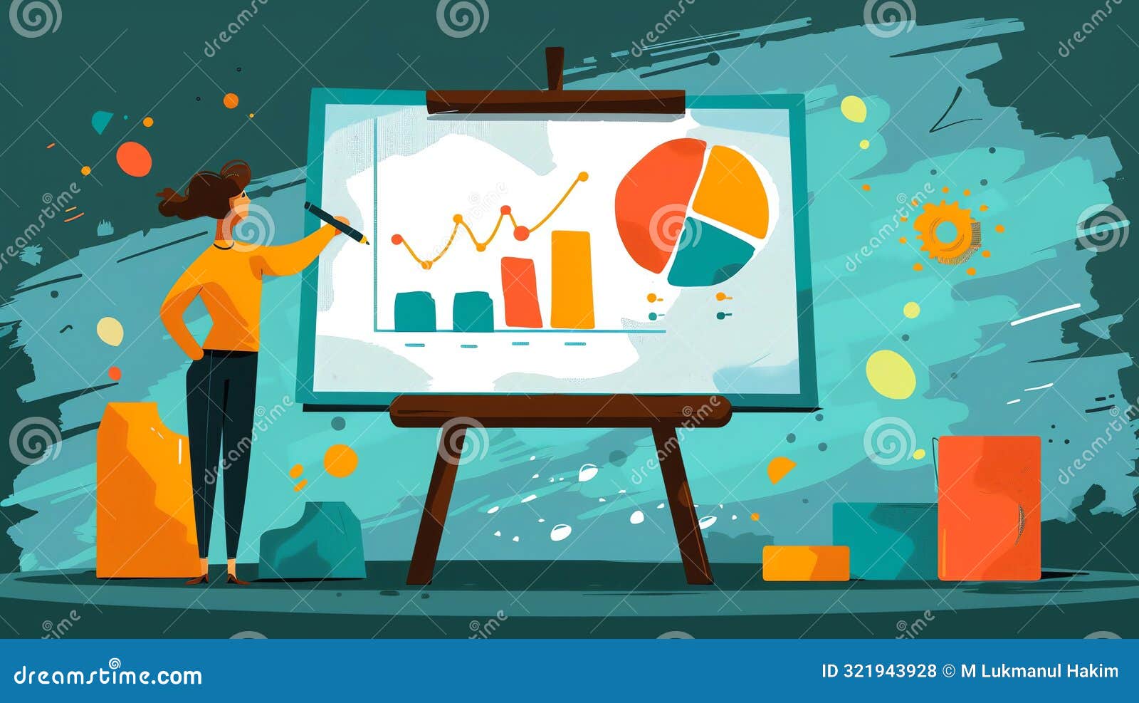 Vector Illustration Graph in White Board, Bussines Strategy Planing in ...