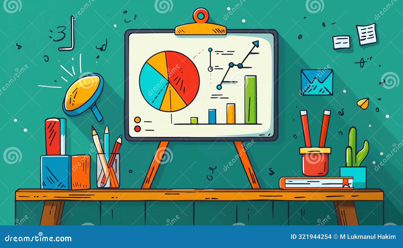 Vector Illustration Graph in White Board, Bussines Strategy Planing in ...
