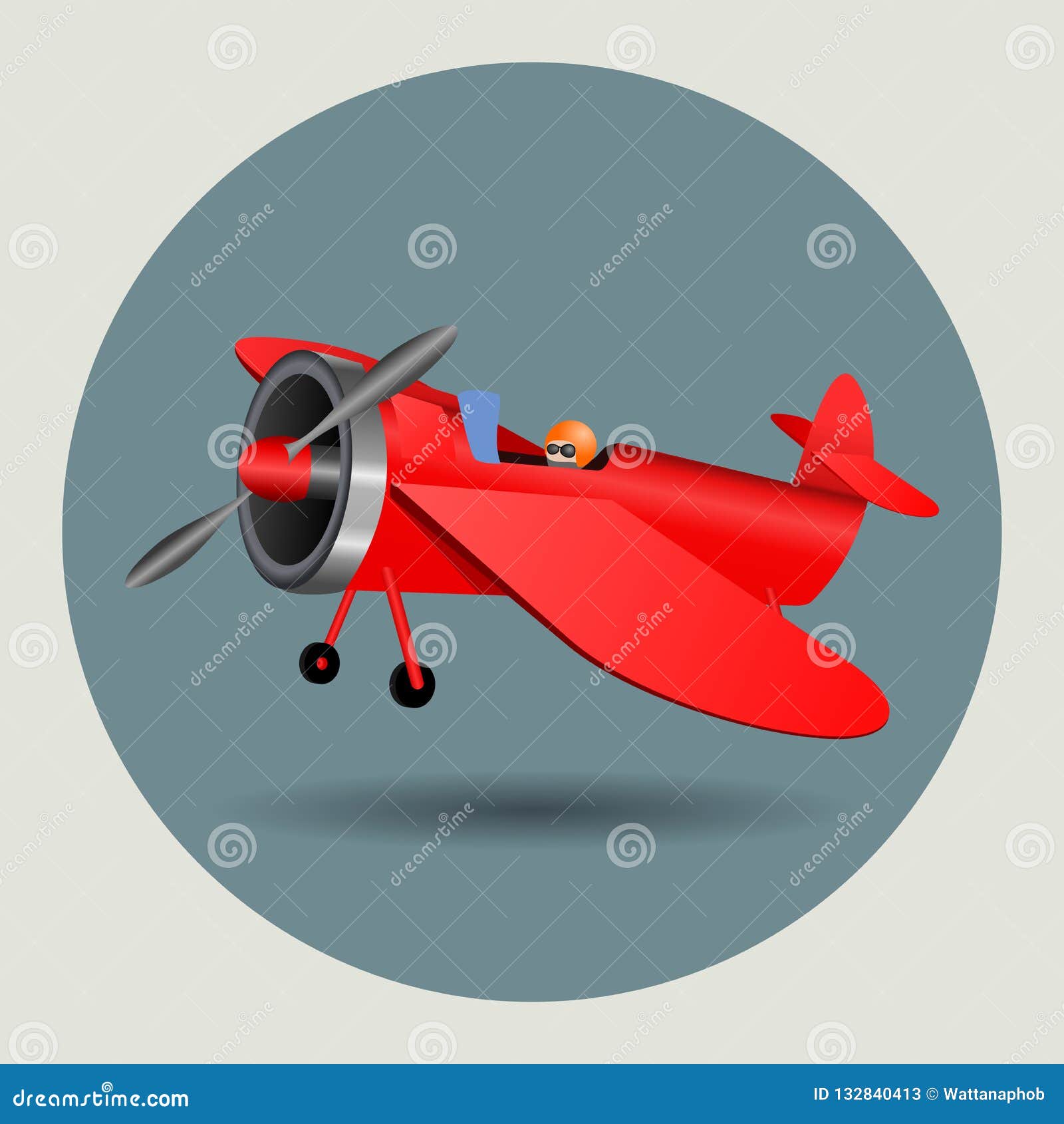Cartoon vintage airplane stock vector. Illustration of business - 132840413