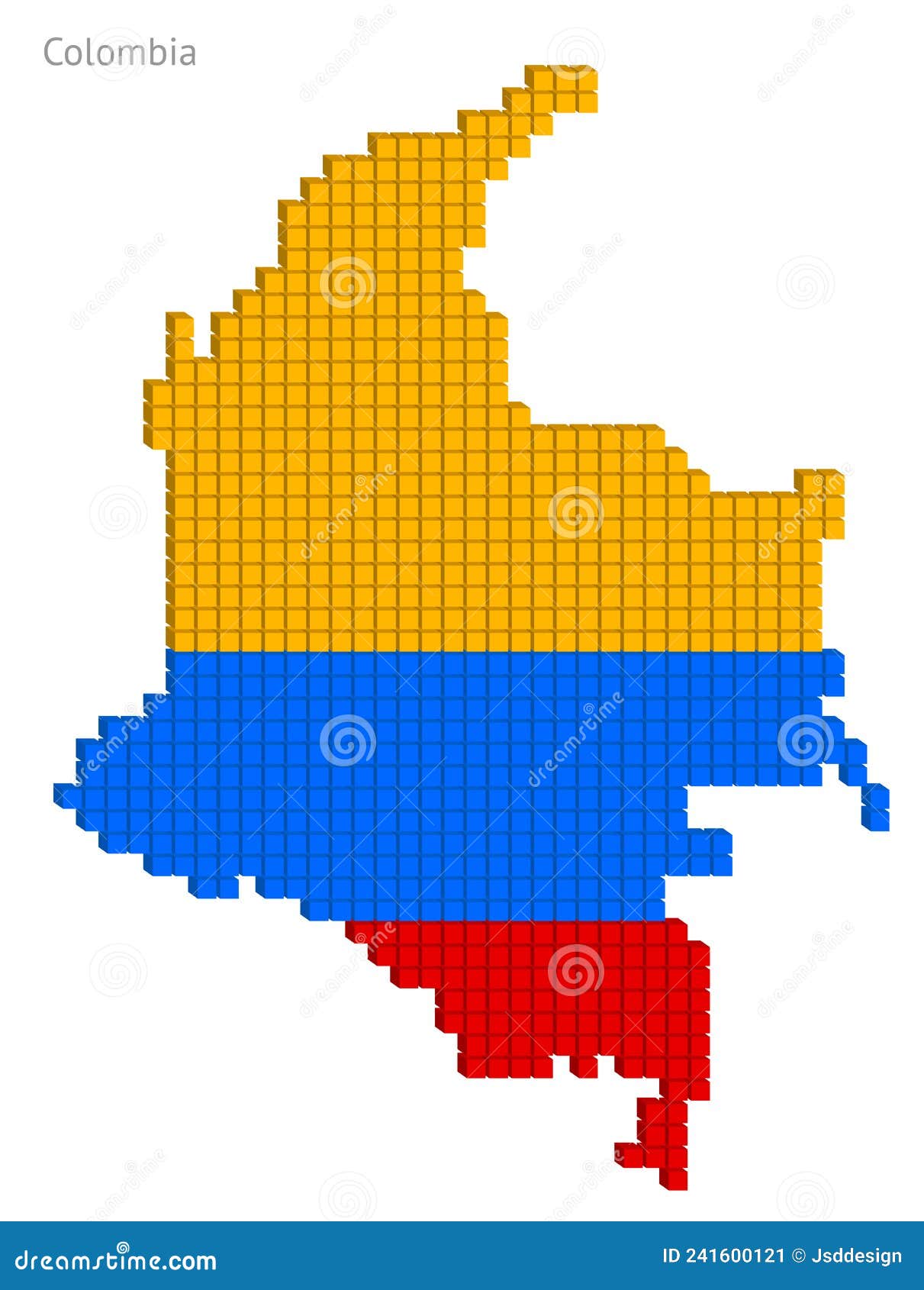 Vector Illustration Pixelated Geographical Map of Colombia in Flag ...