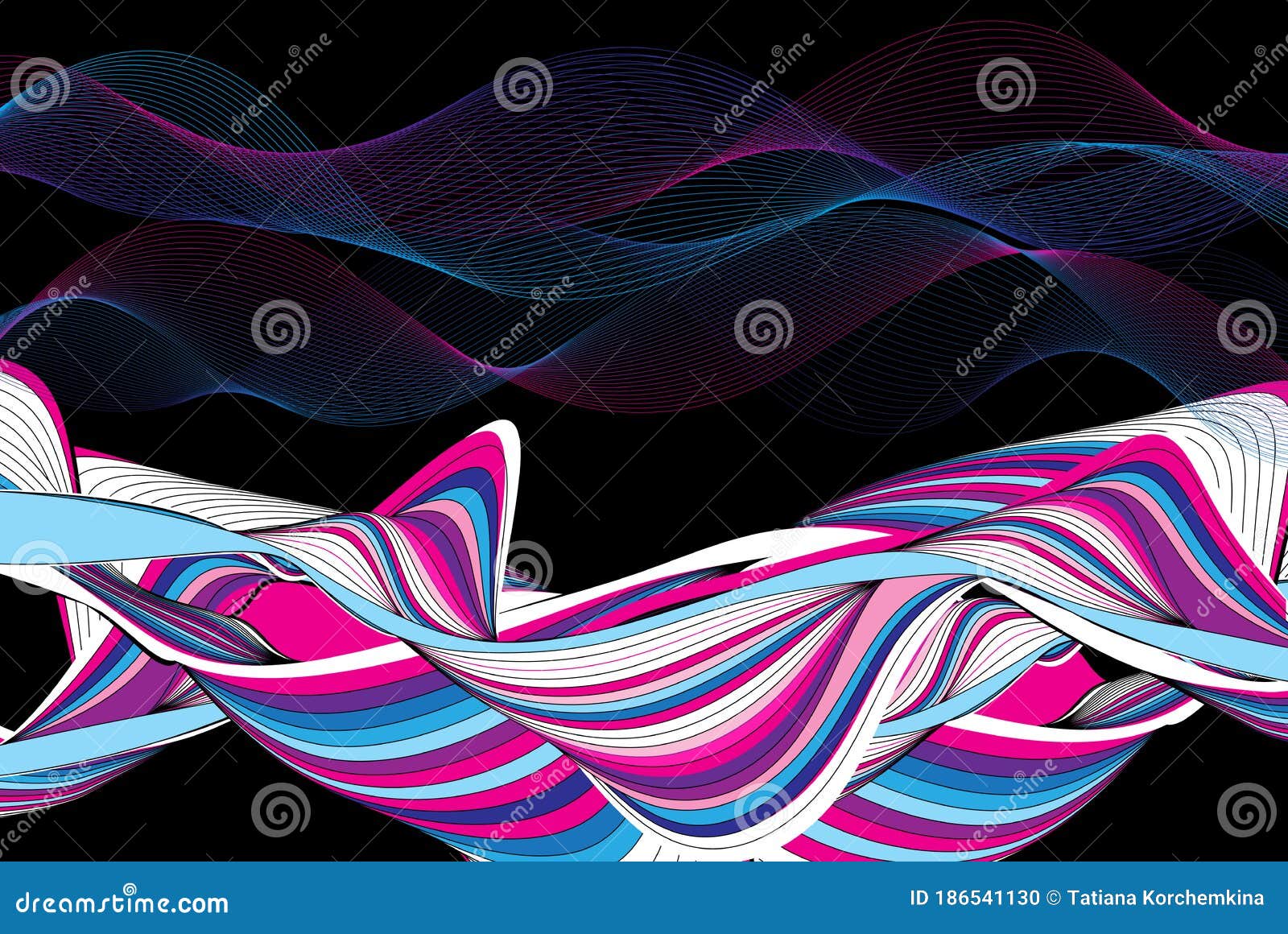 Vector Illustration with Graphic Linear Waves Stock Illustration ...