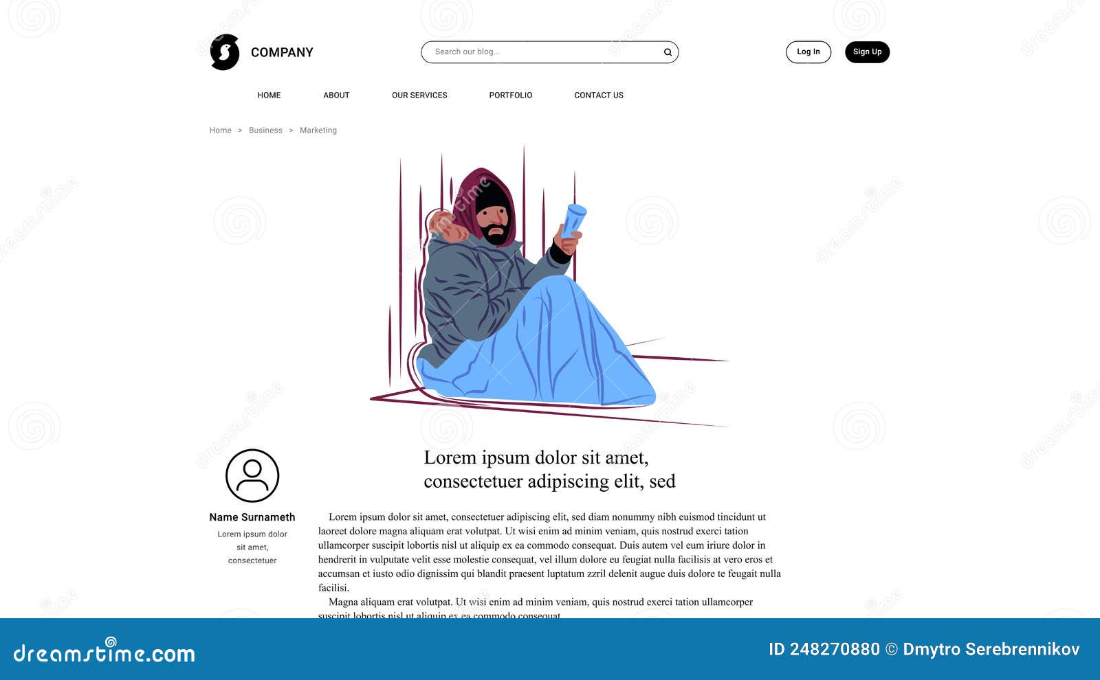 Vector Homeless in Shadow of Sharp Lines Style . Editable Illustration ...