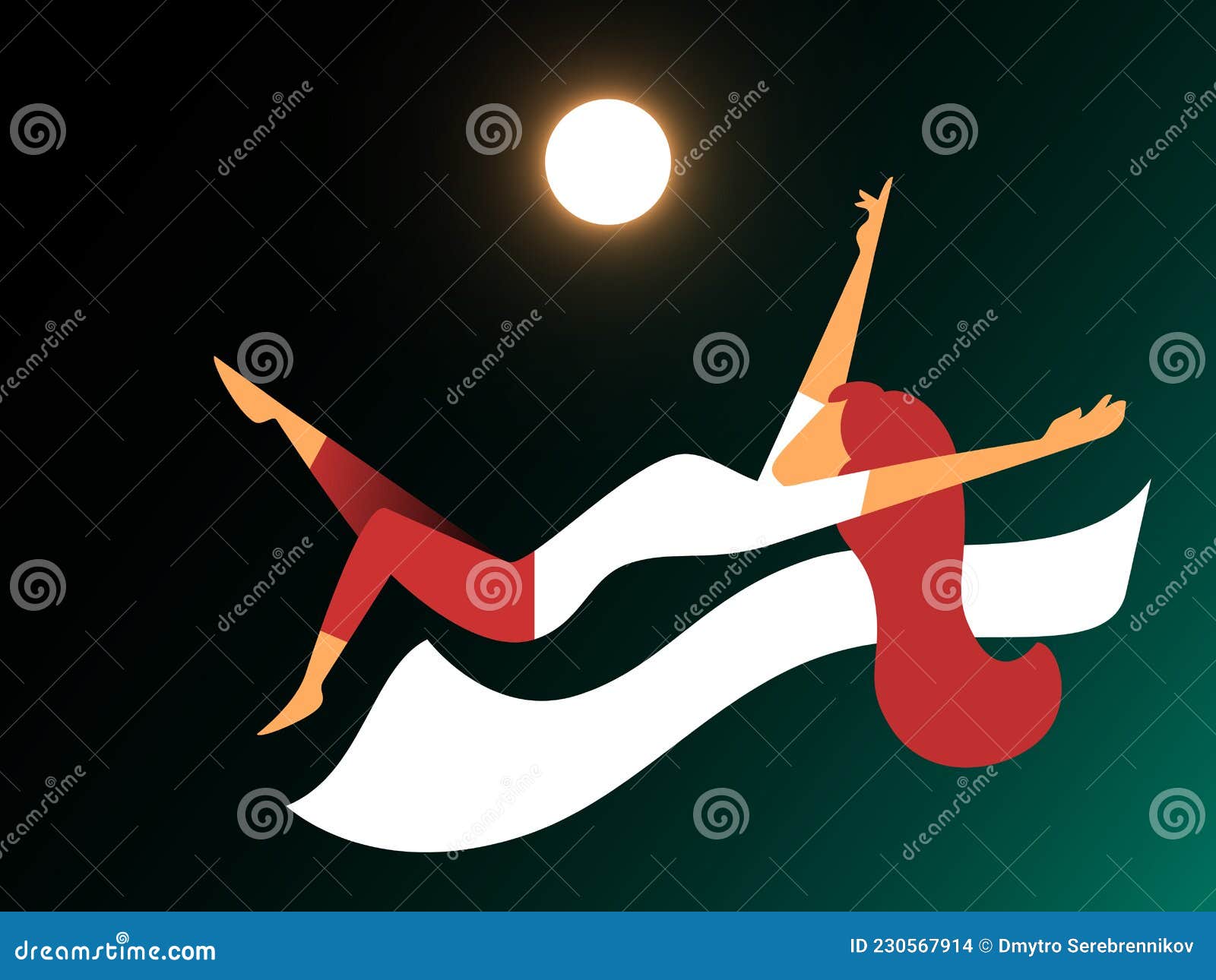 Vector Lying Girl in Gradient Style. Editable Illustration Stock Vector ...