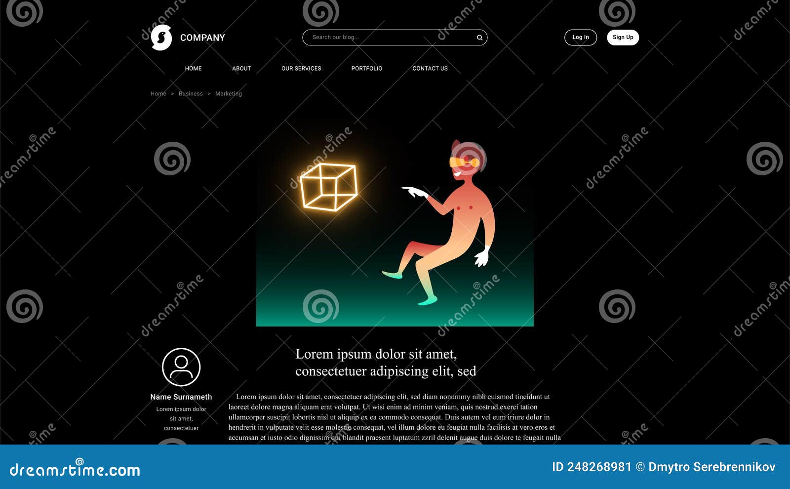 Vector Man in VR in Gradient Style . Editable Illustration Stock Vector ...