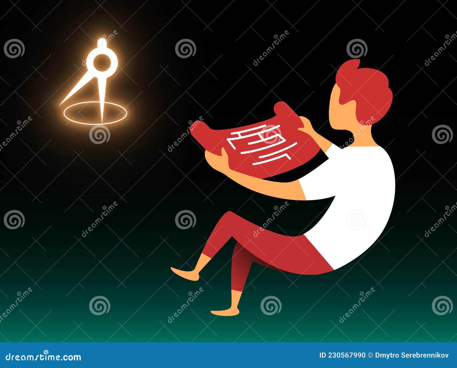 Vector Planning Man in Gradient Style. Editable Illustration Stock ...