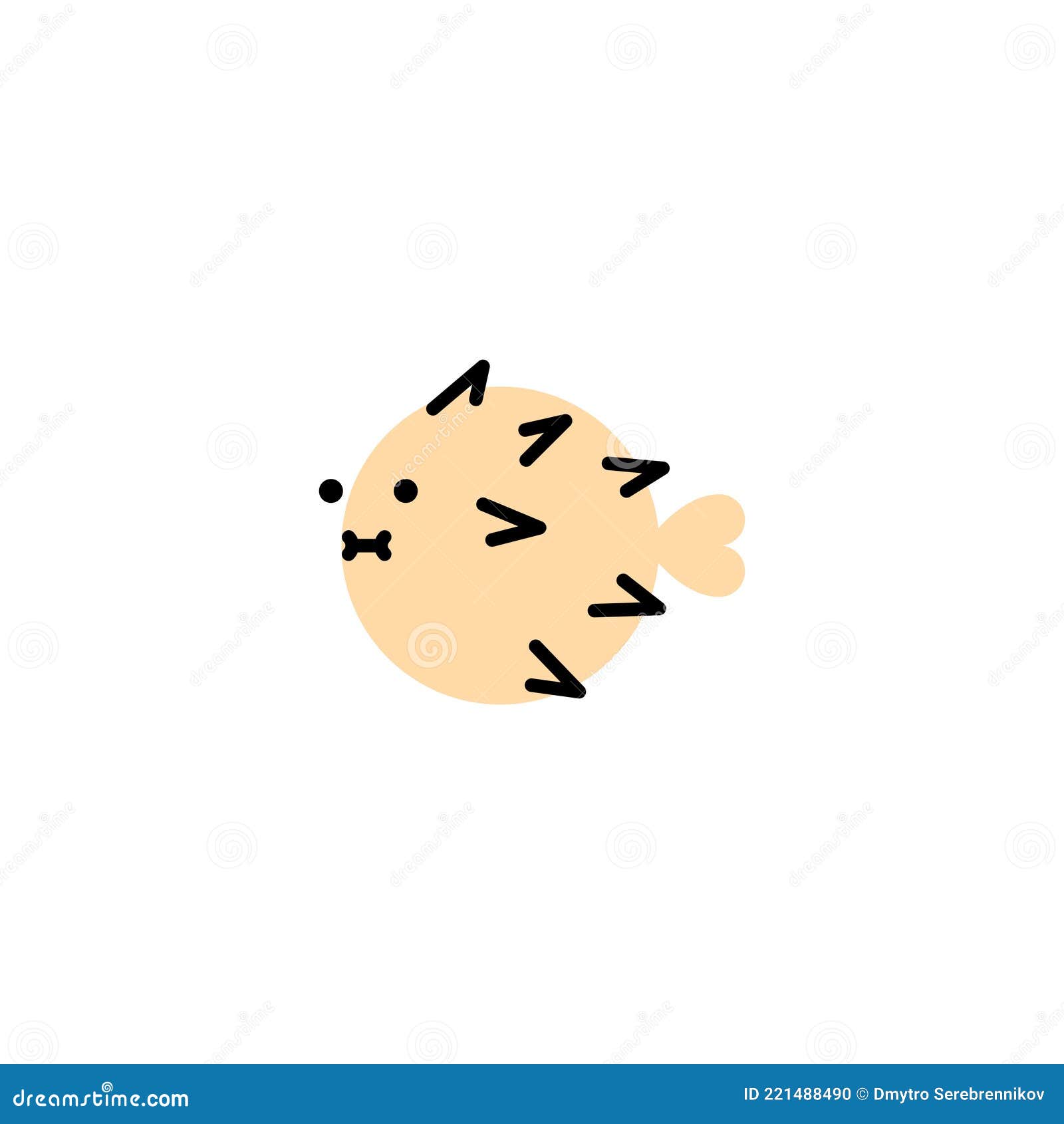 Puffer Fish. Vector Logo in Bold Line Style Stock Vector - Illustration ...