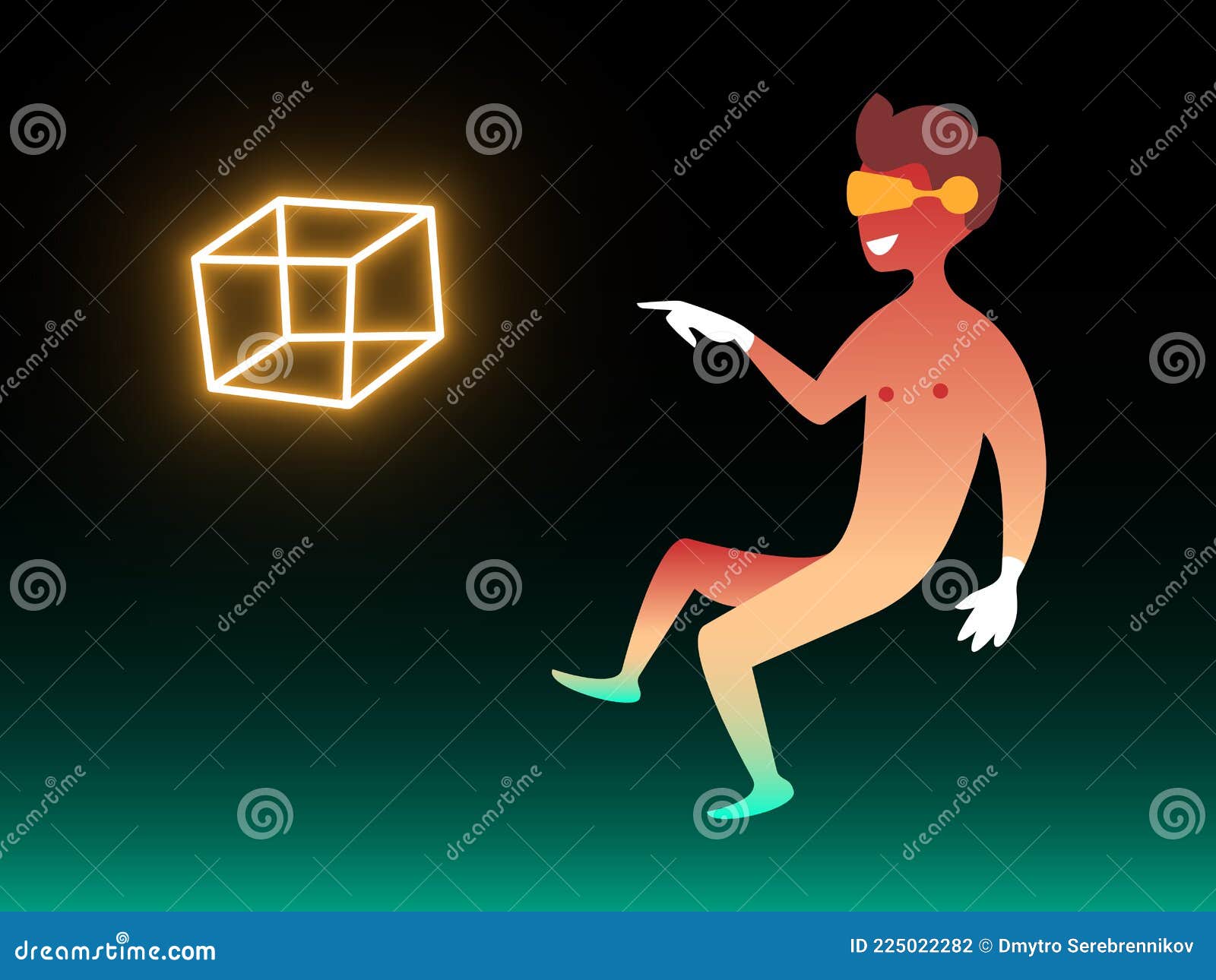 Virtual Reality. Vector Composition in Gradient Style Stock Vector ...