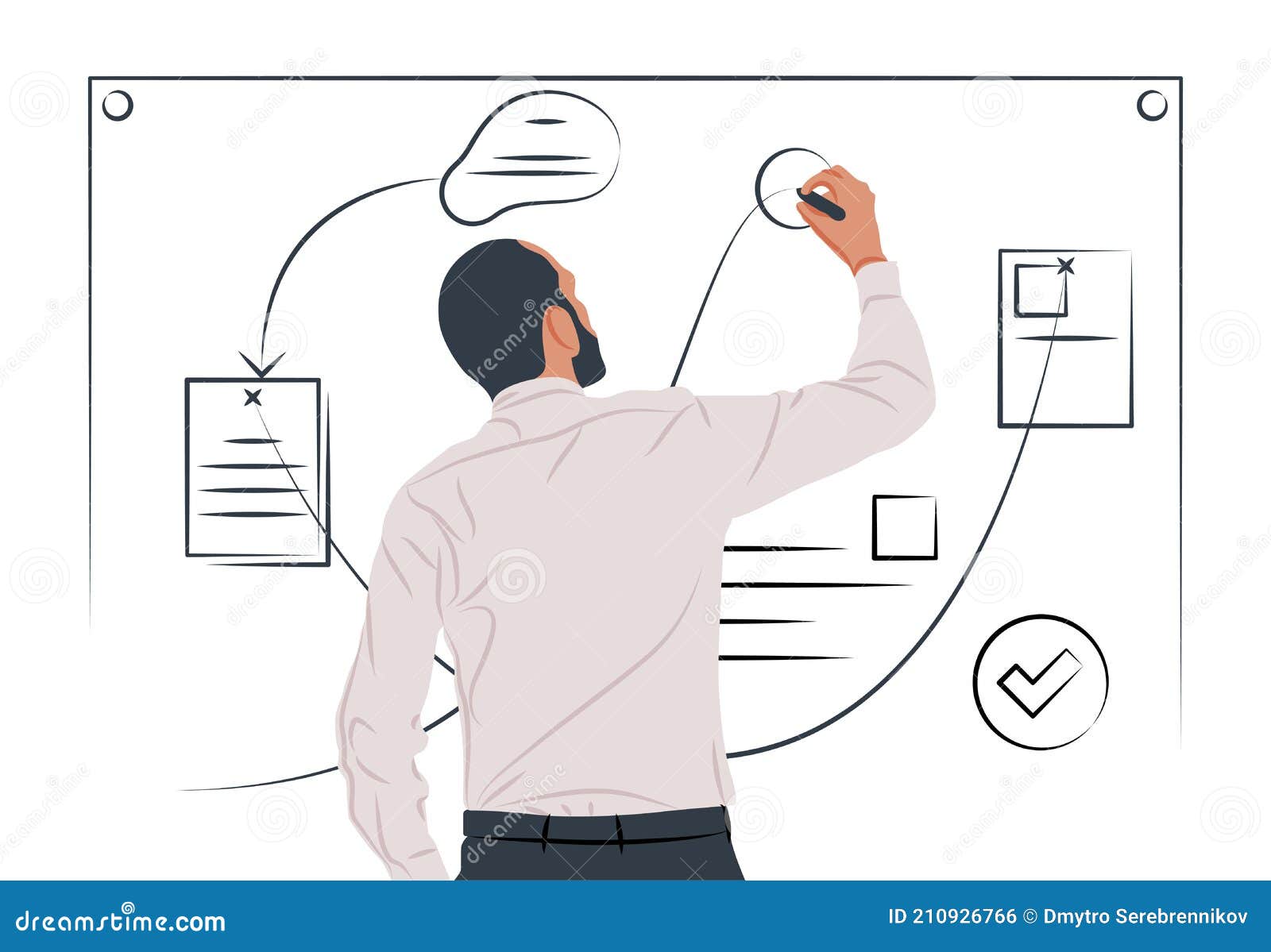 Vector Planning Man in Shadow of Sharp Lines Style Stock Vector ...