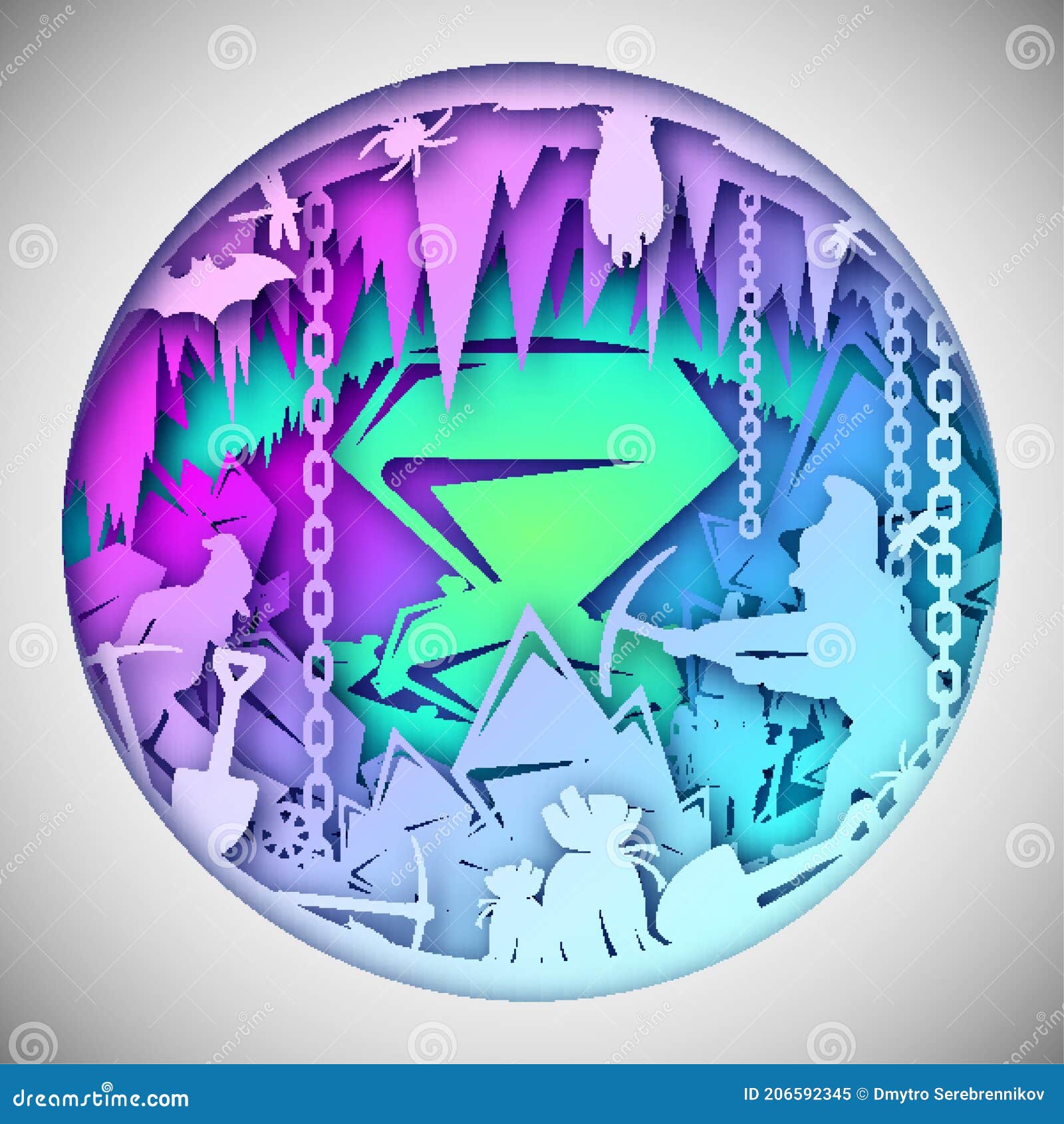 Vector Mine in Paper Art Style Stock Illustration - Illustration of ...