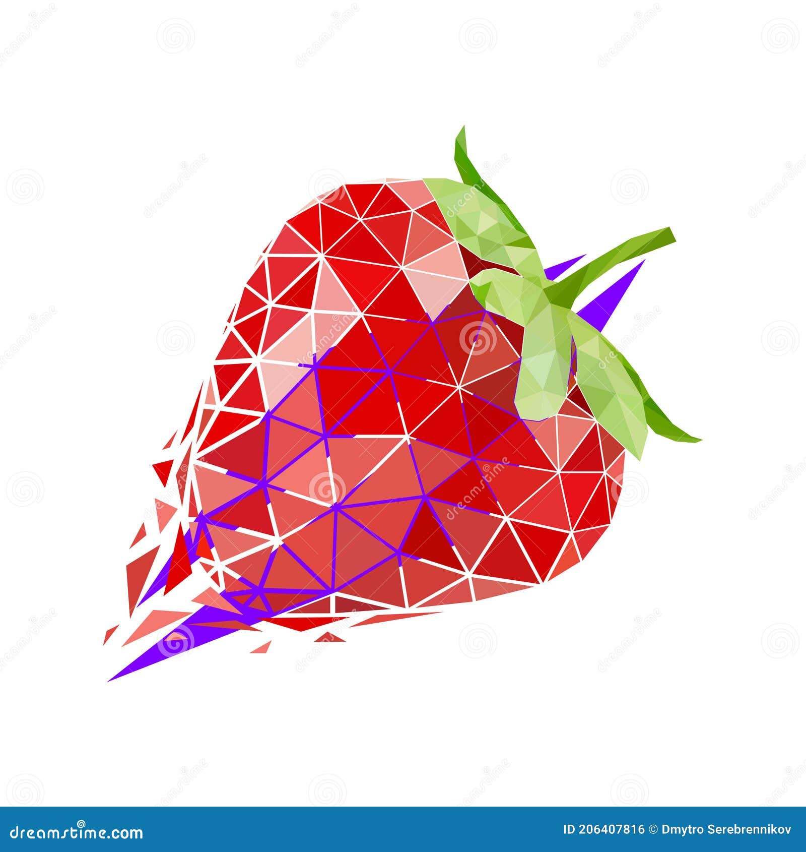 Vector Strawberry in Low Poly Style Stock Illustration - Illustration ...