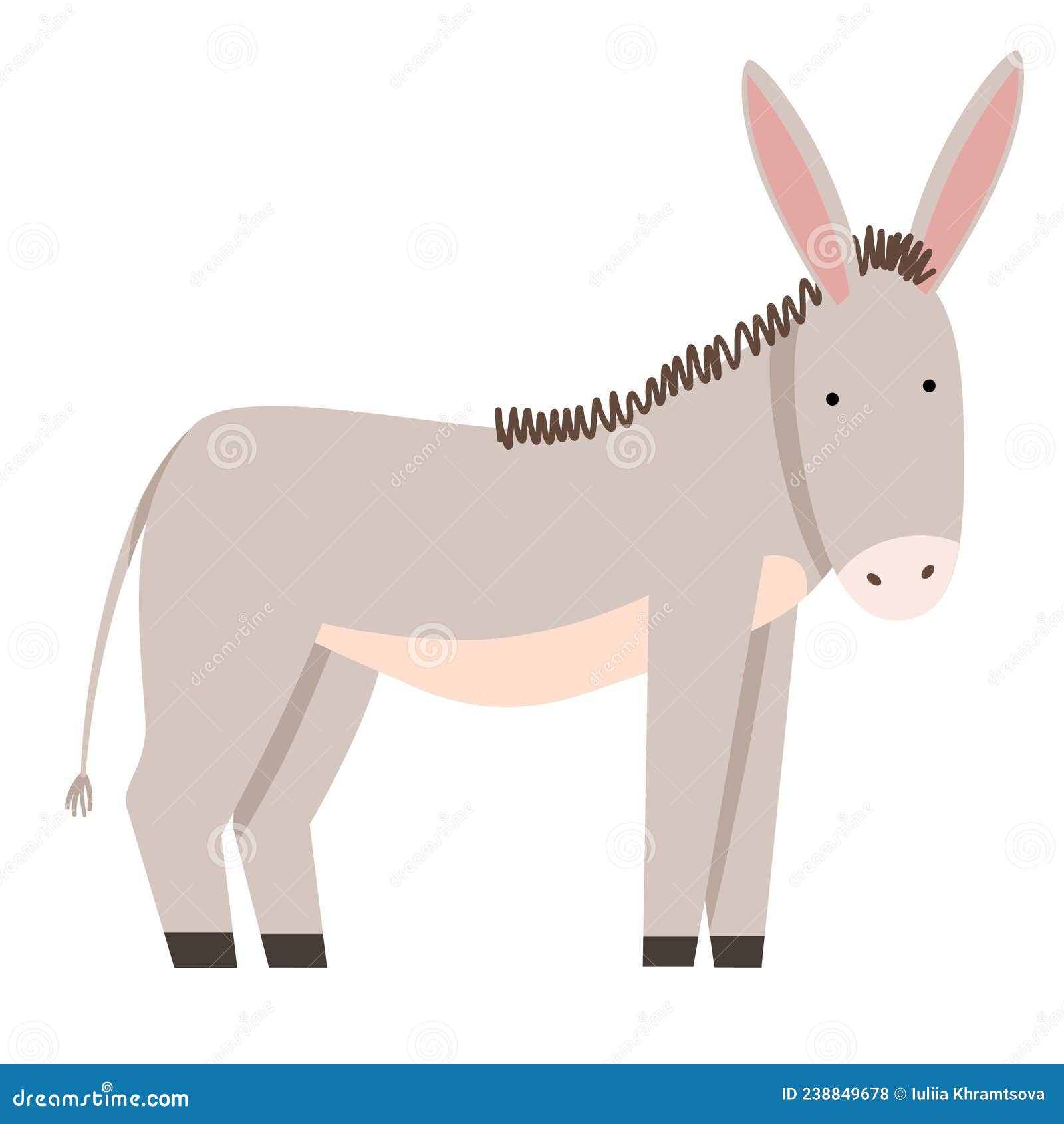 Vector Illustration of a Gray Donkey in a Flat Style Stock Illustration ...