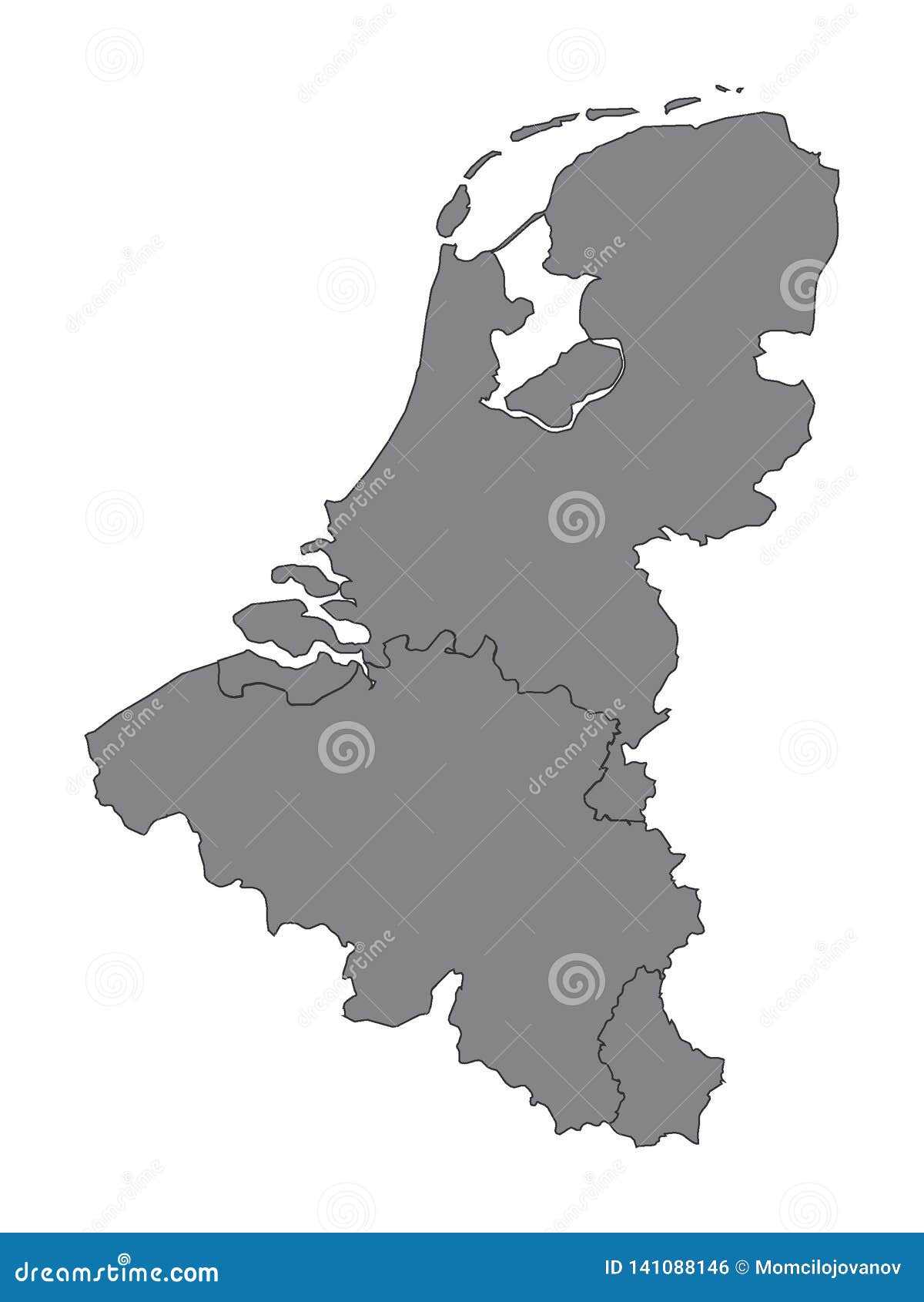 Gray Map of Benelux stock vector. Illustration of vector - 141088146