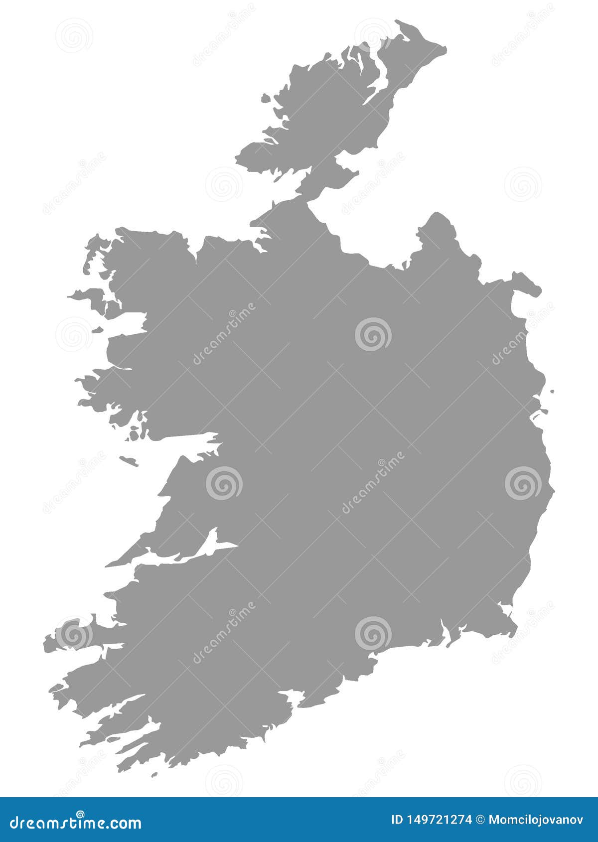 Gray Map of Ireland on White Background Stock Vector - Illustration of ...