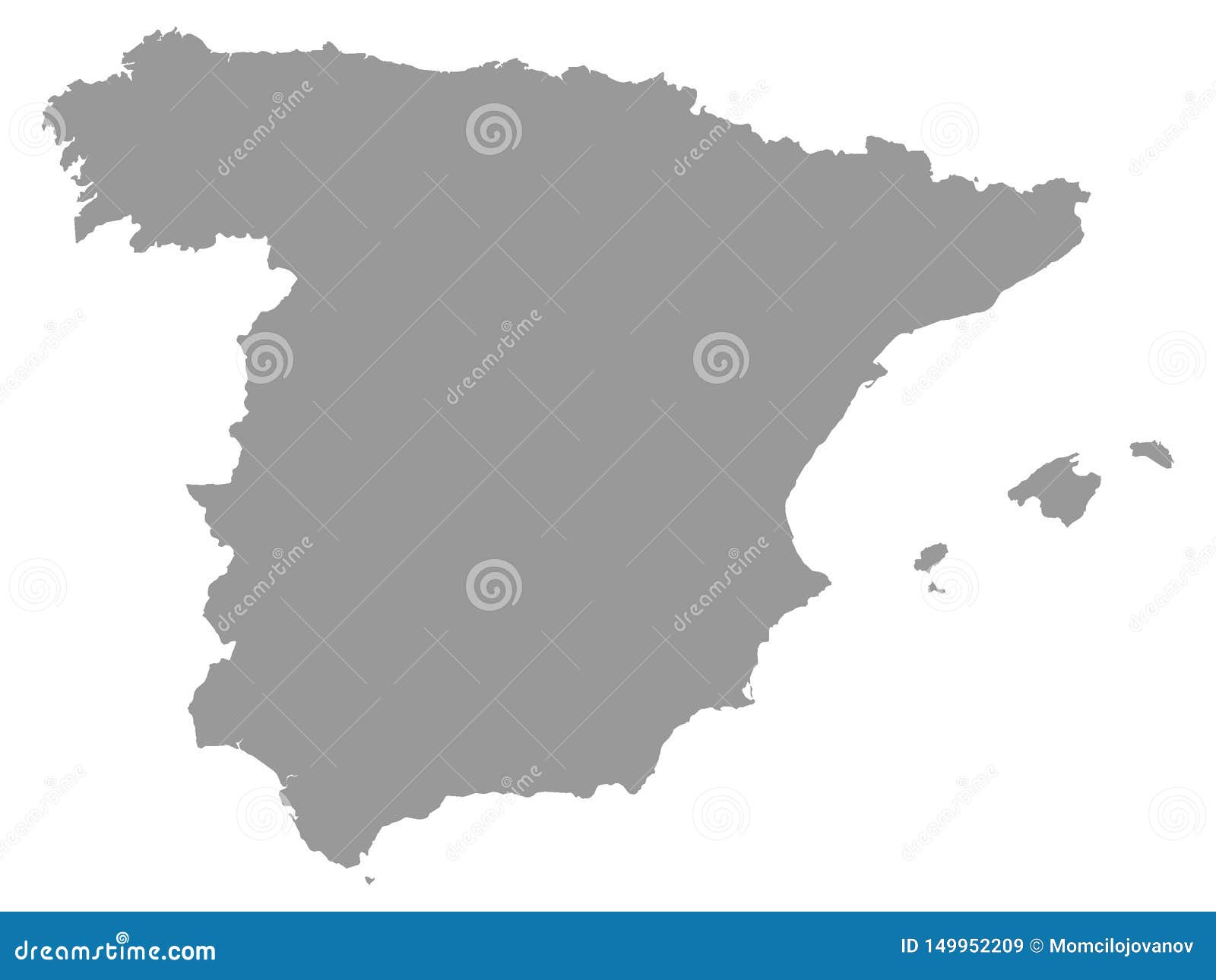 Gray Map of Spain on White Background Stock Vector - Illustration of ...