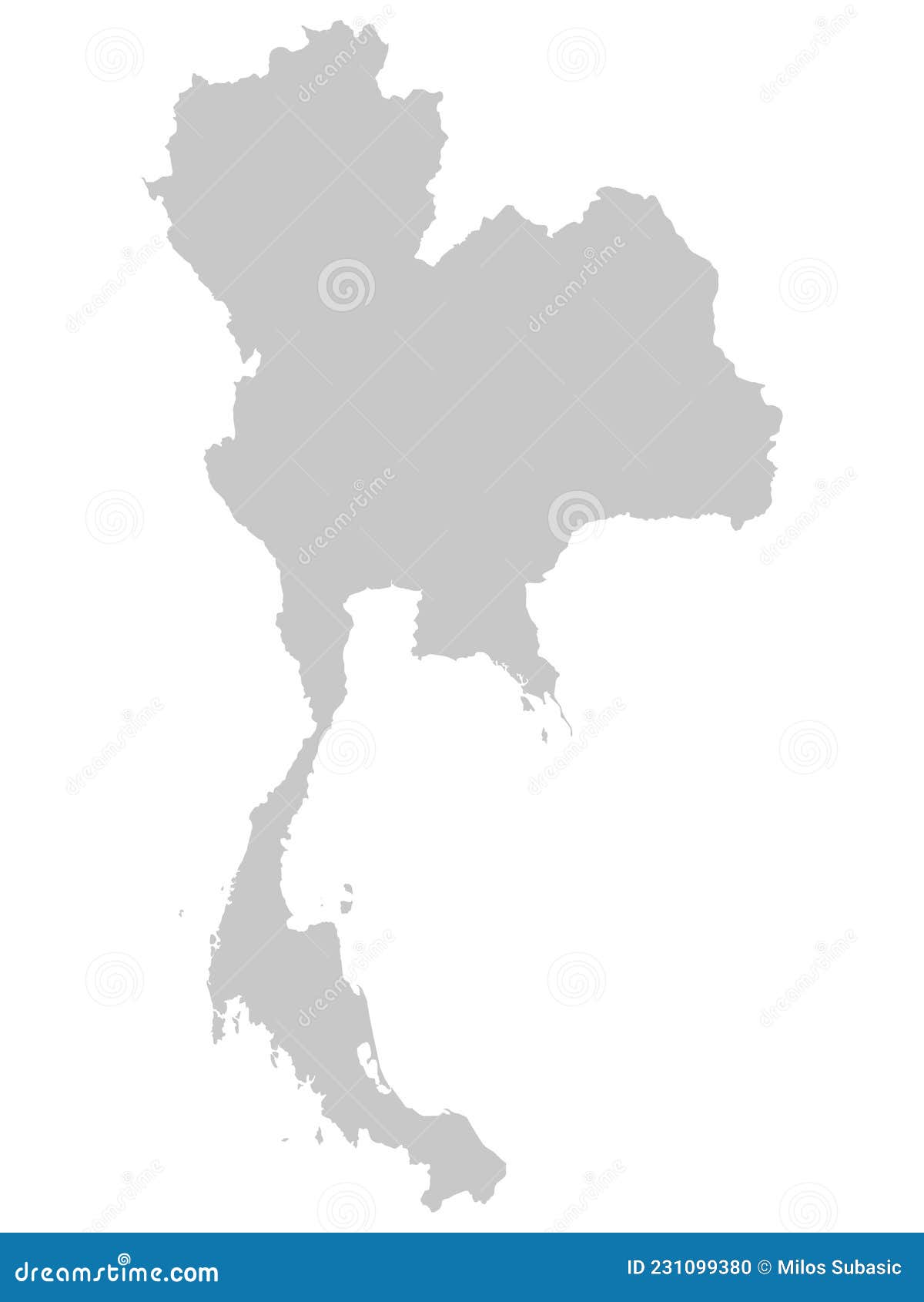 Gray Map of Thailand stock vector. Illustration of graphic - 231099380