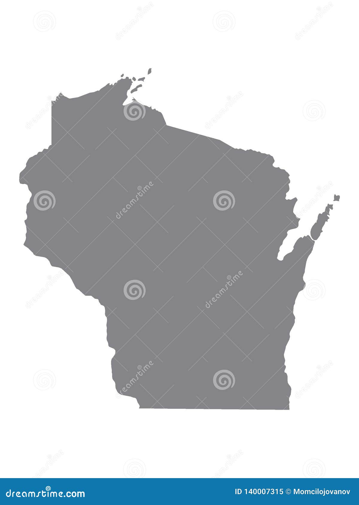 Gray Map of the USA State of Wisconsin Stock Vector - Illustration of ...