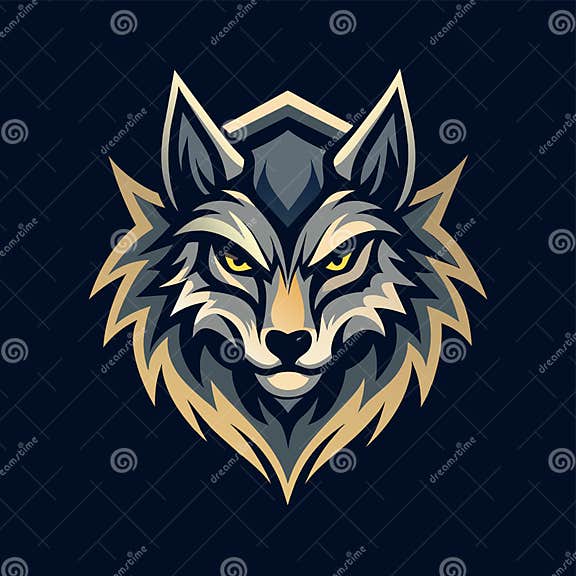 A Vector Illustration of a Gray Wolf Head, Featuring a Stylized Design ...