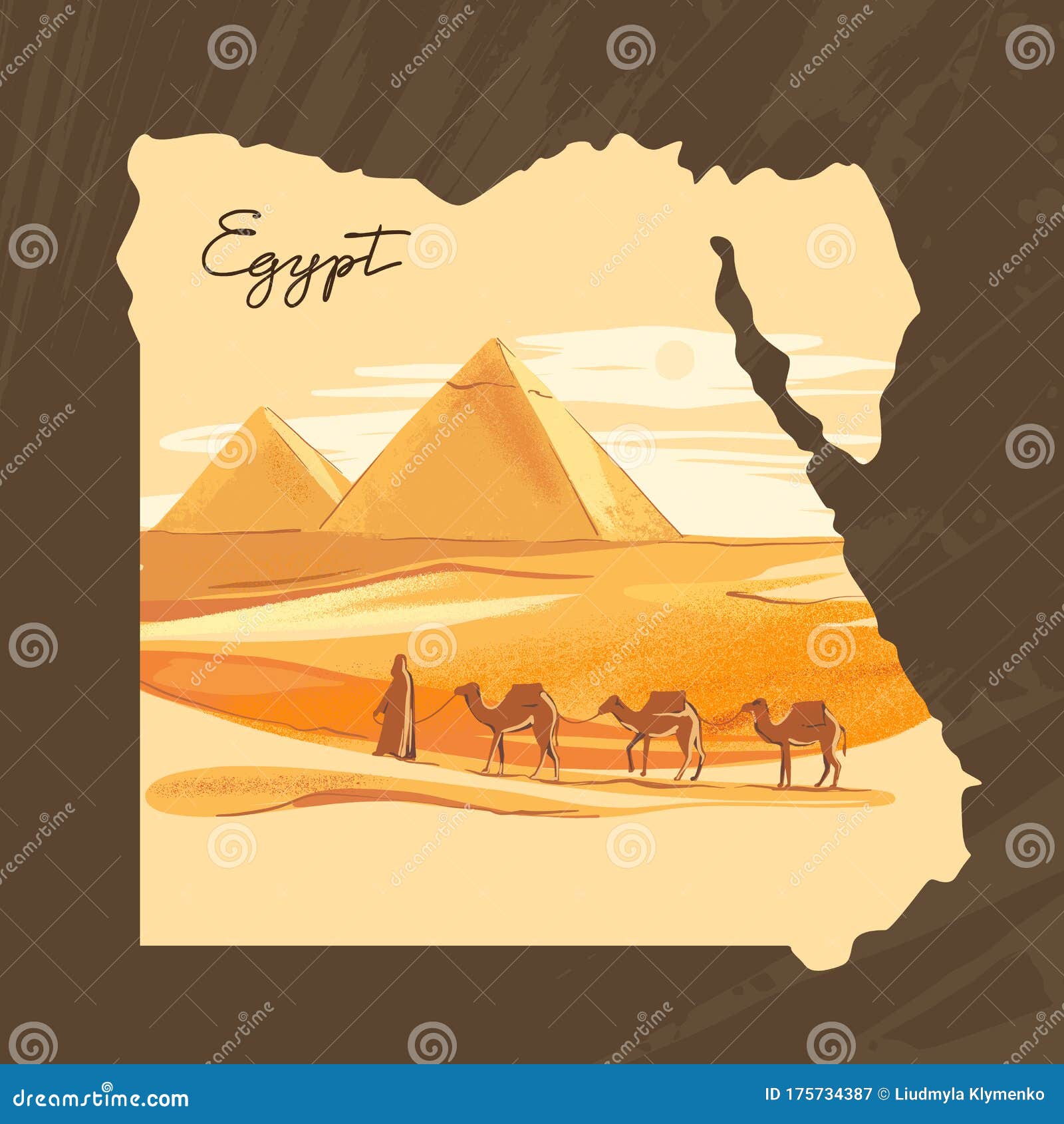 Vector Illustration of the Great Sphinx in Giza Inscribed on the Map of ...