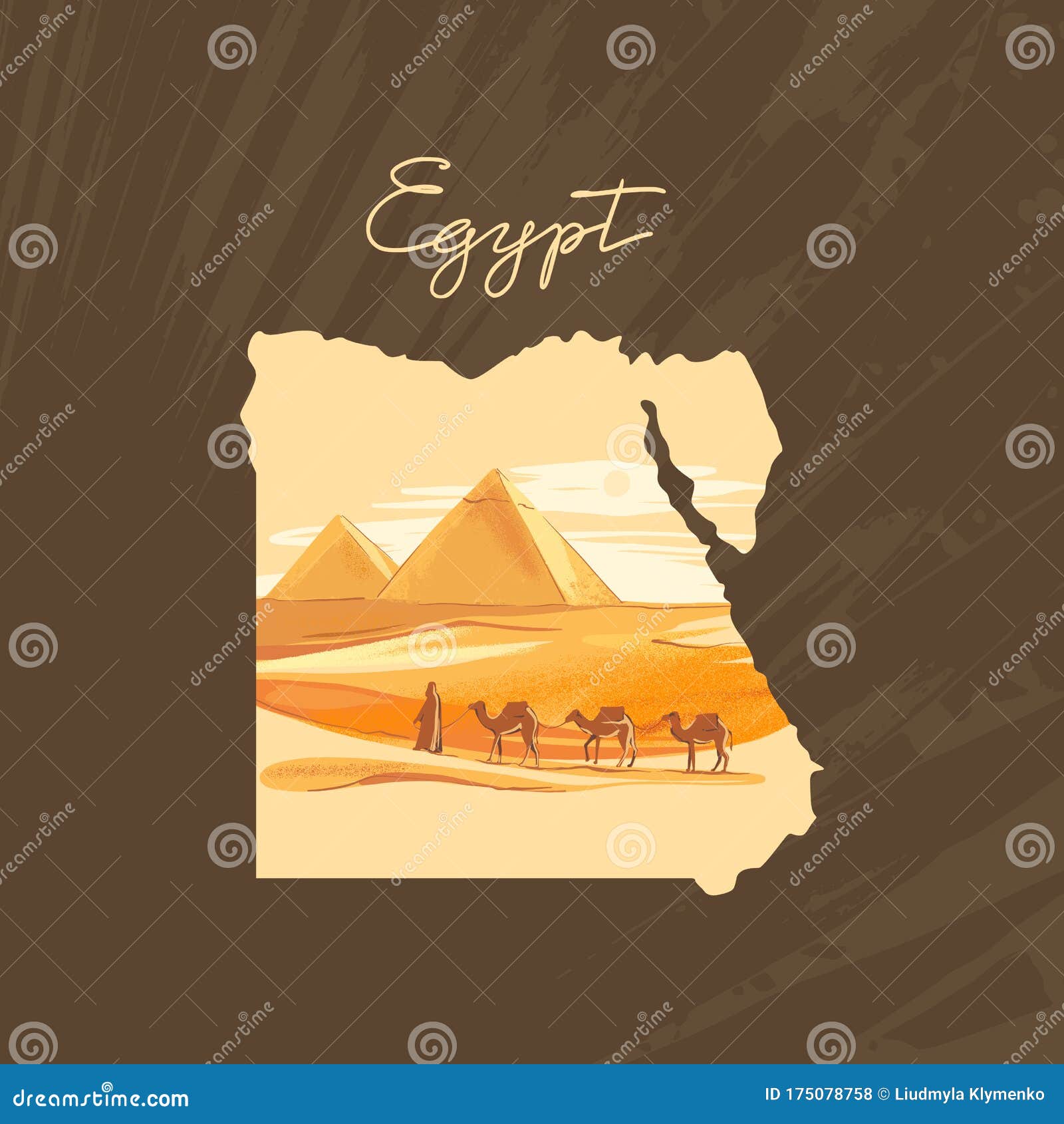 Vector Illustration of the Great Sphinx in Giza Inscribed on the Map of ...