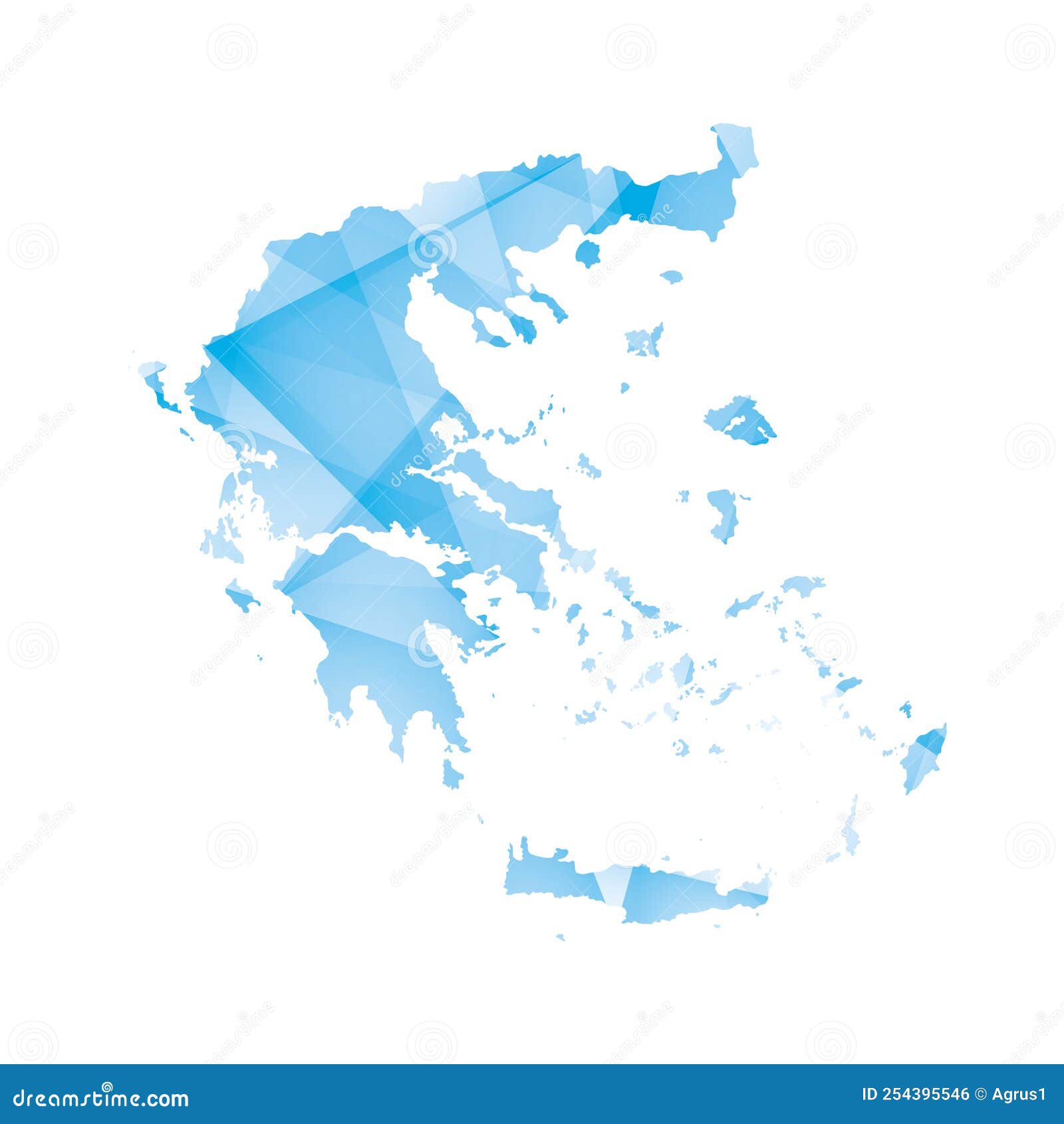 Vector Illustration of Greece Map with Blue Colored Geometric Shapes ...