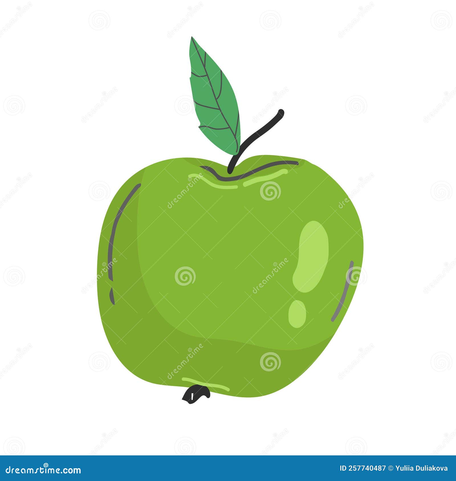 Vector Illustration of Green Apple Icon Isolated on White Stock Vector ...