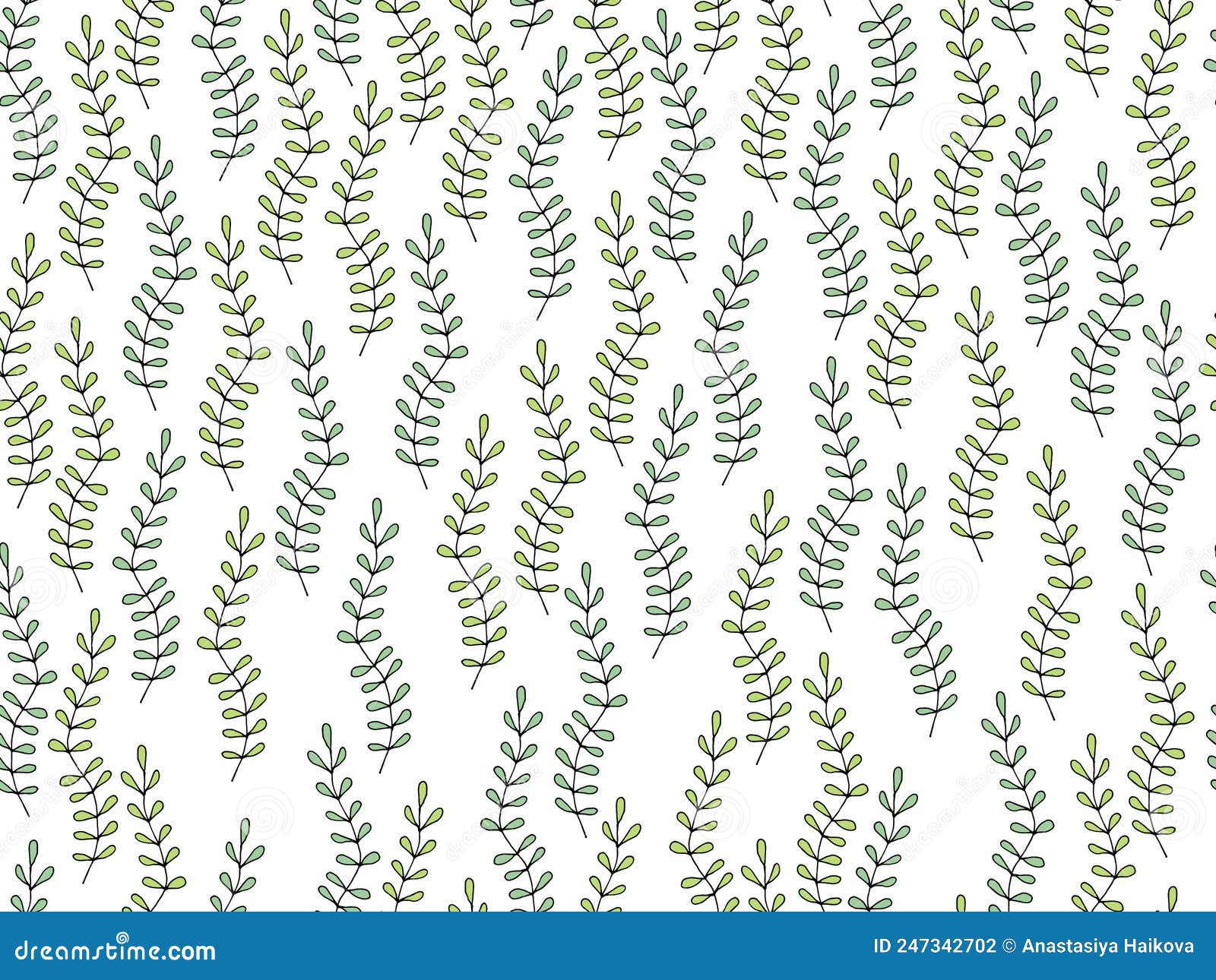 Vector Illustration, Green Branches, Seamless Background, Pattern for ...