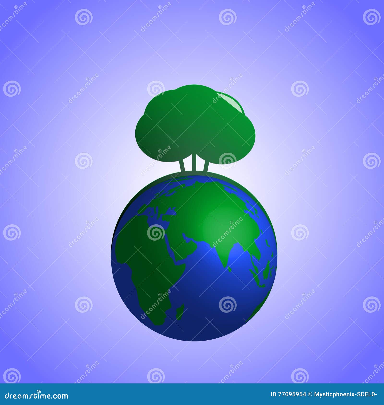 Vector Illustration Green Bush on Planet Earth Stock Vector ...