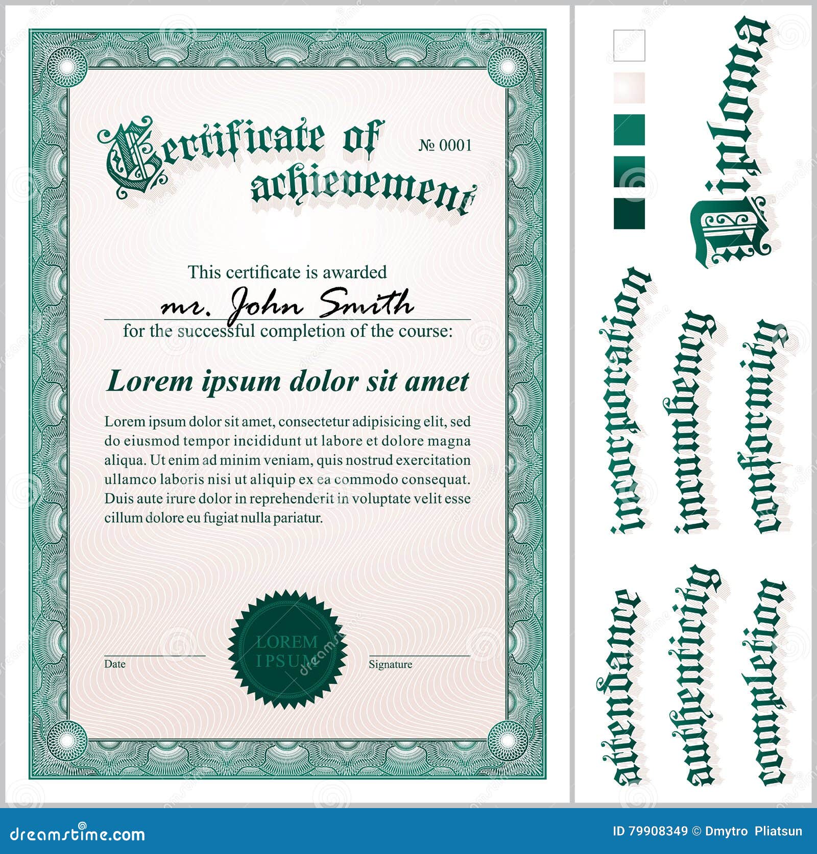 Green Certificate/ Diploma With Green Pattern Background Vector ...