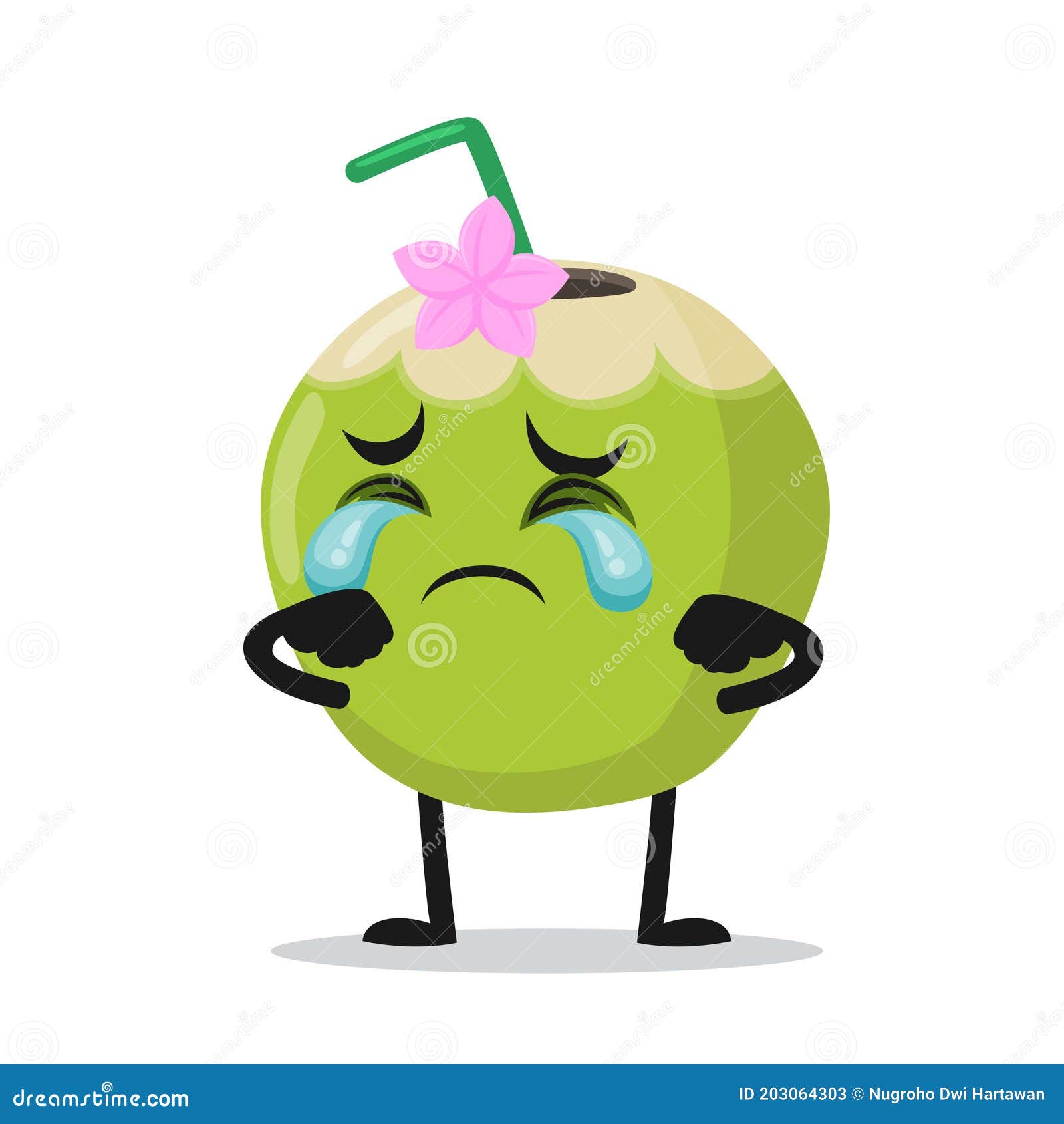 Vector Illustration of Green Coconut Mascot or Character Stock Image ...