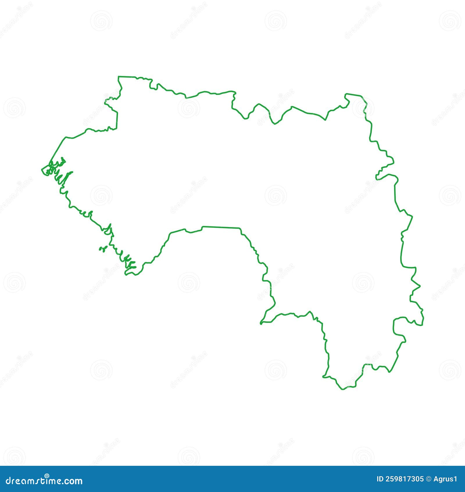 Vector Illustration of Green Colored Outline Map of Guinea Stock Vector ...
