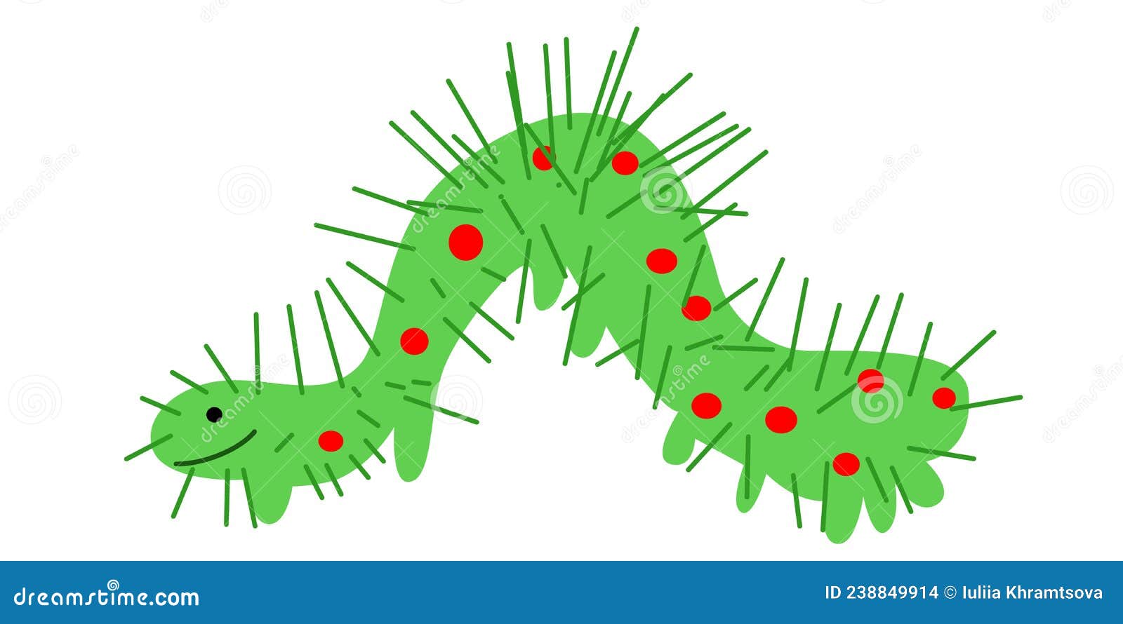 Fluffy Caterpillar Worm Bug Funny Cartoon Character Among Spring ...