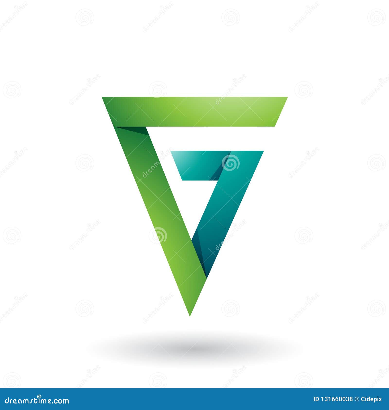 Green Folded Triangle Letter G Isolated on a White Background Stock ...