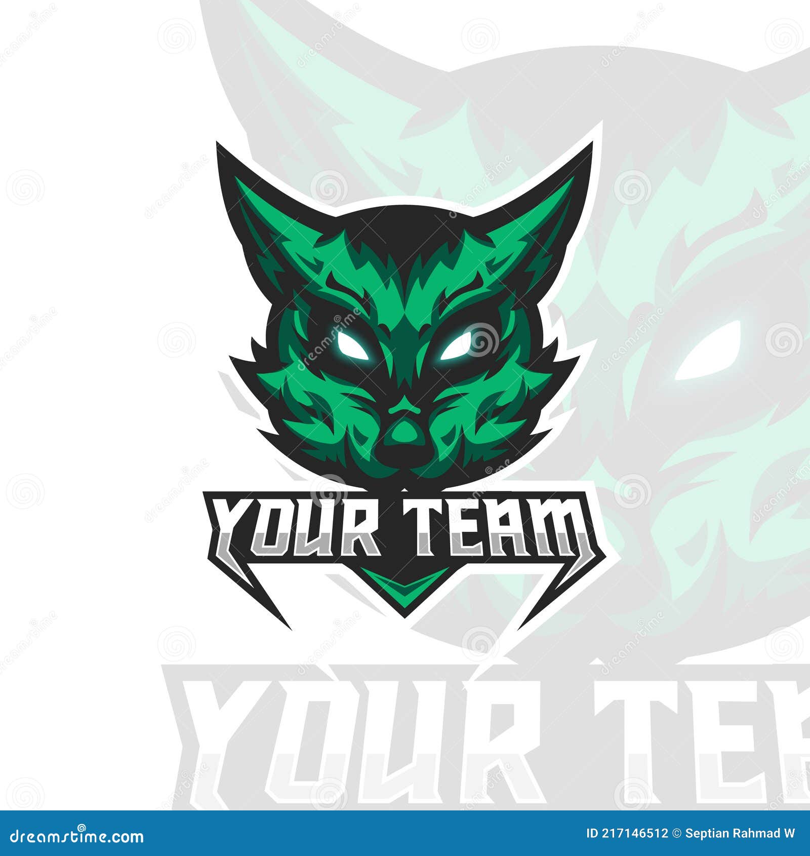 Vector Illustration Head Green Fox Mascot Stock Vector - Illustration ...